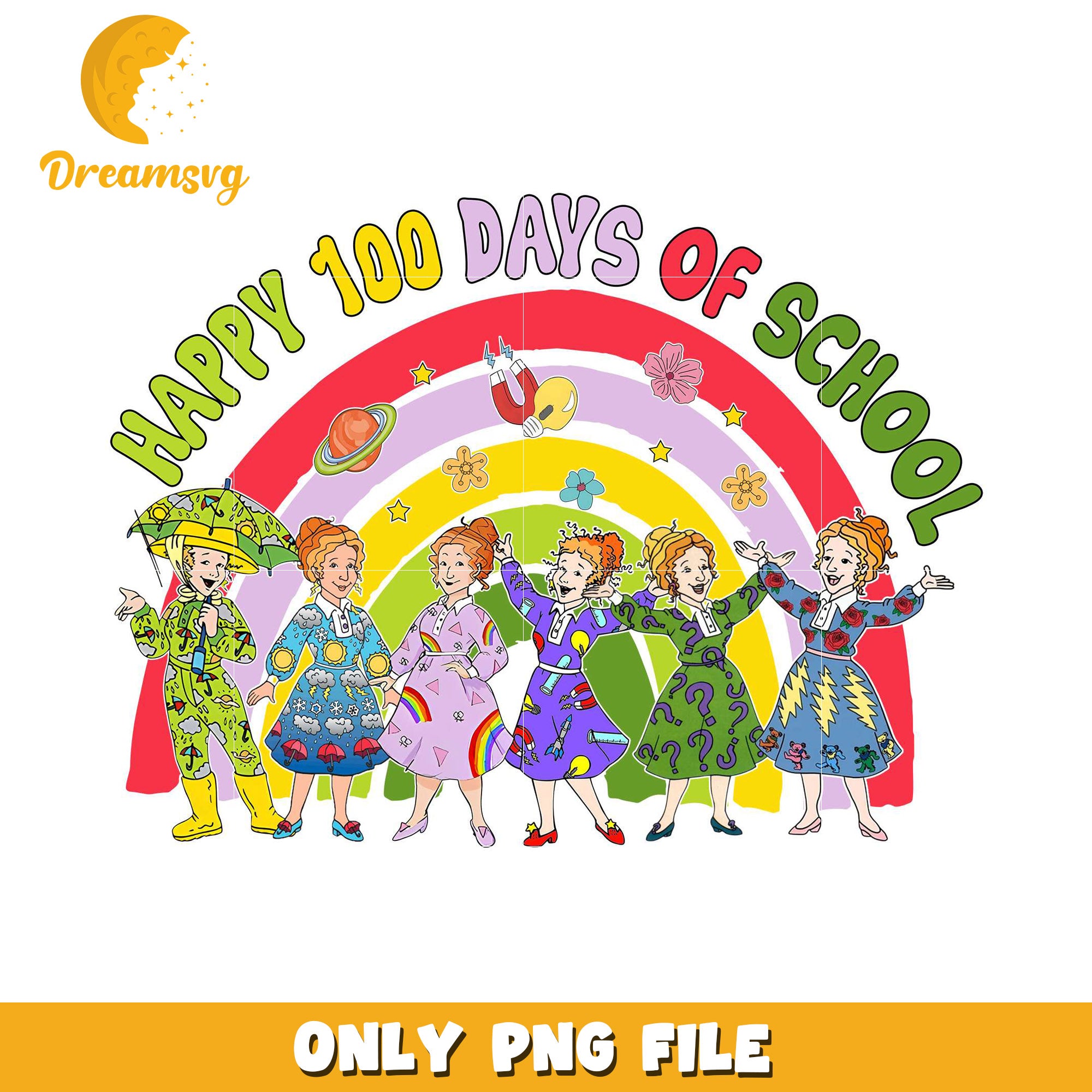 100 Days Of School PNG Rainbow Girls – DreamSVG Store