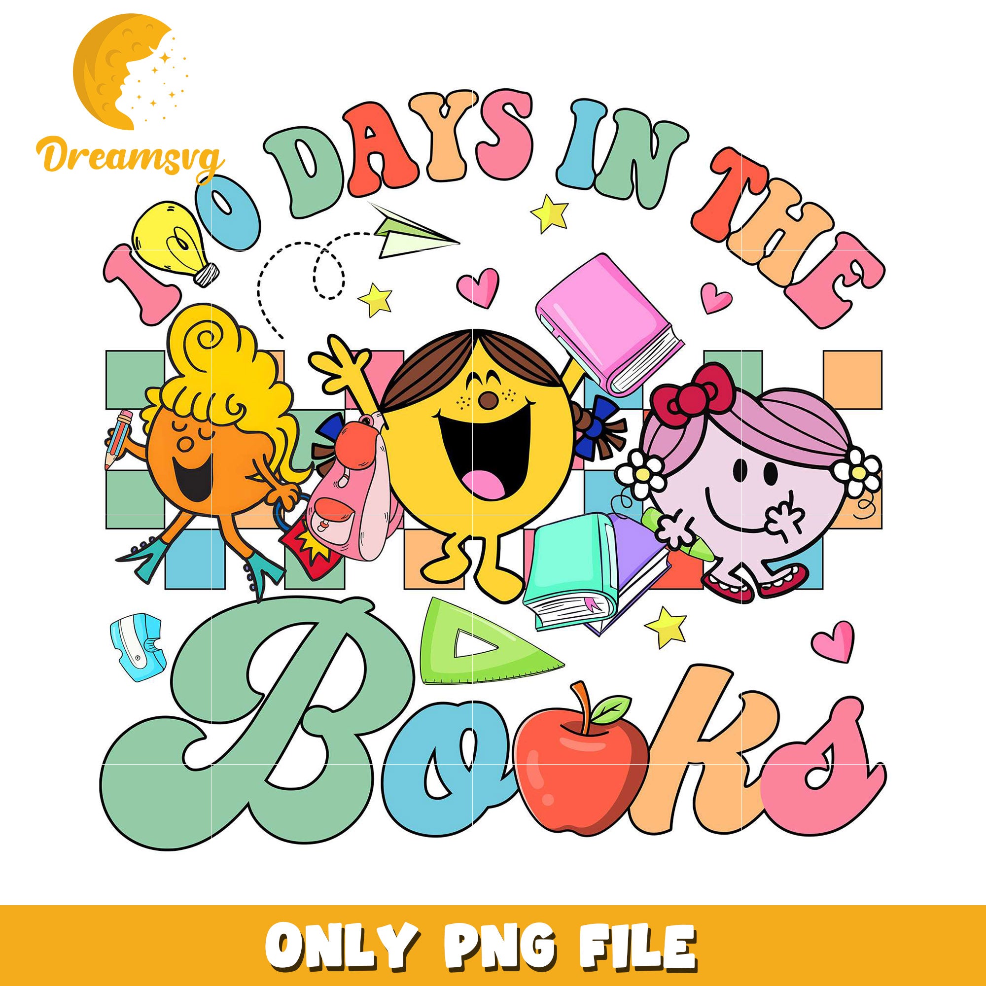 100 Days of Books PNG Cute Design – DreamSVG Store