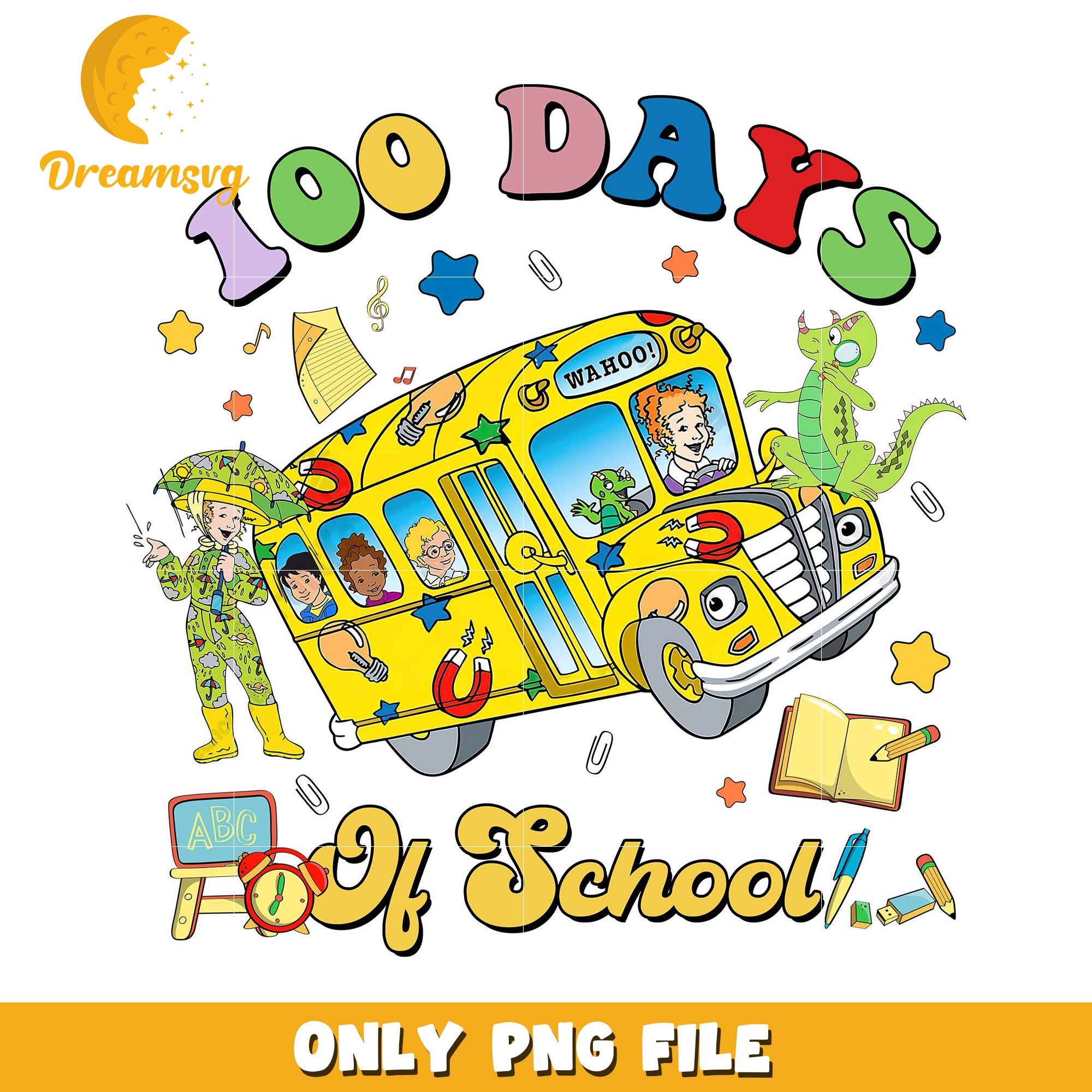 100 Days of School Fun Colorful PNG Design for Kids – DreamSVG Store