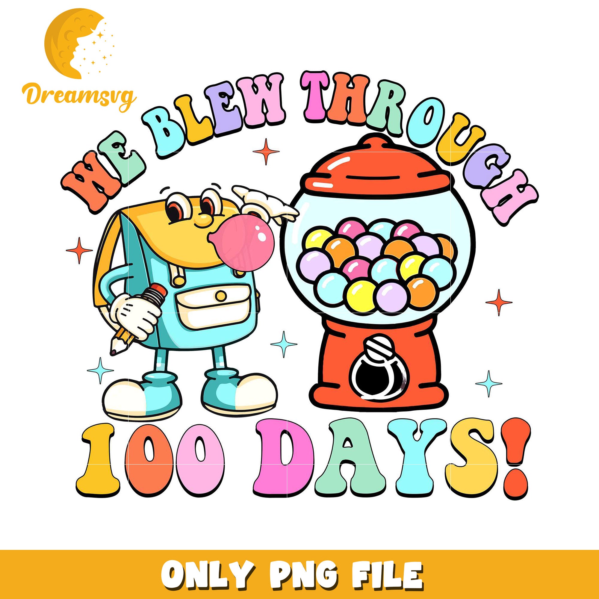100 Days of School PNG Backpack Gumball – DreamSVG Store