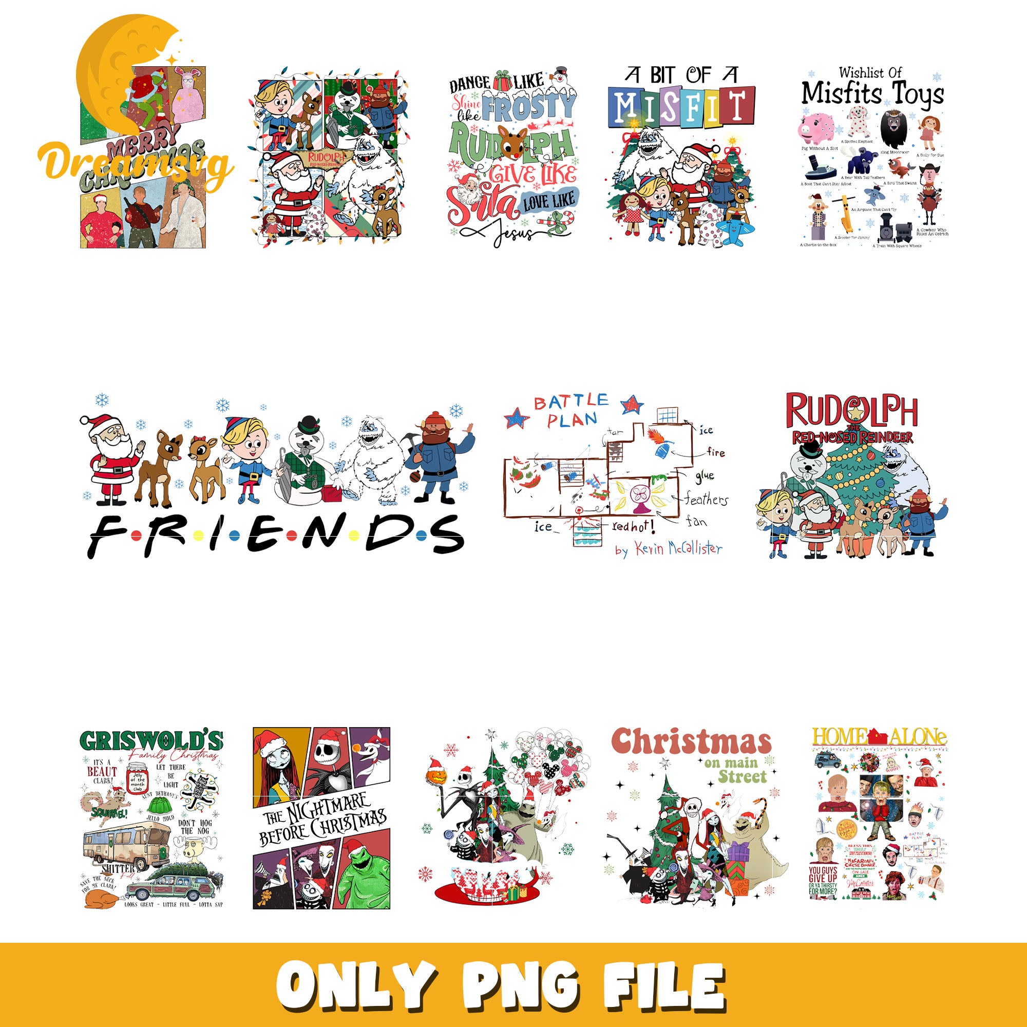 Rudolph the red nosed reindeer christmas bundle png, christmas friends ...