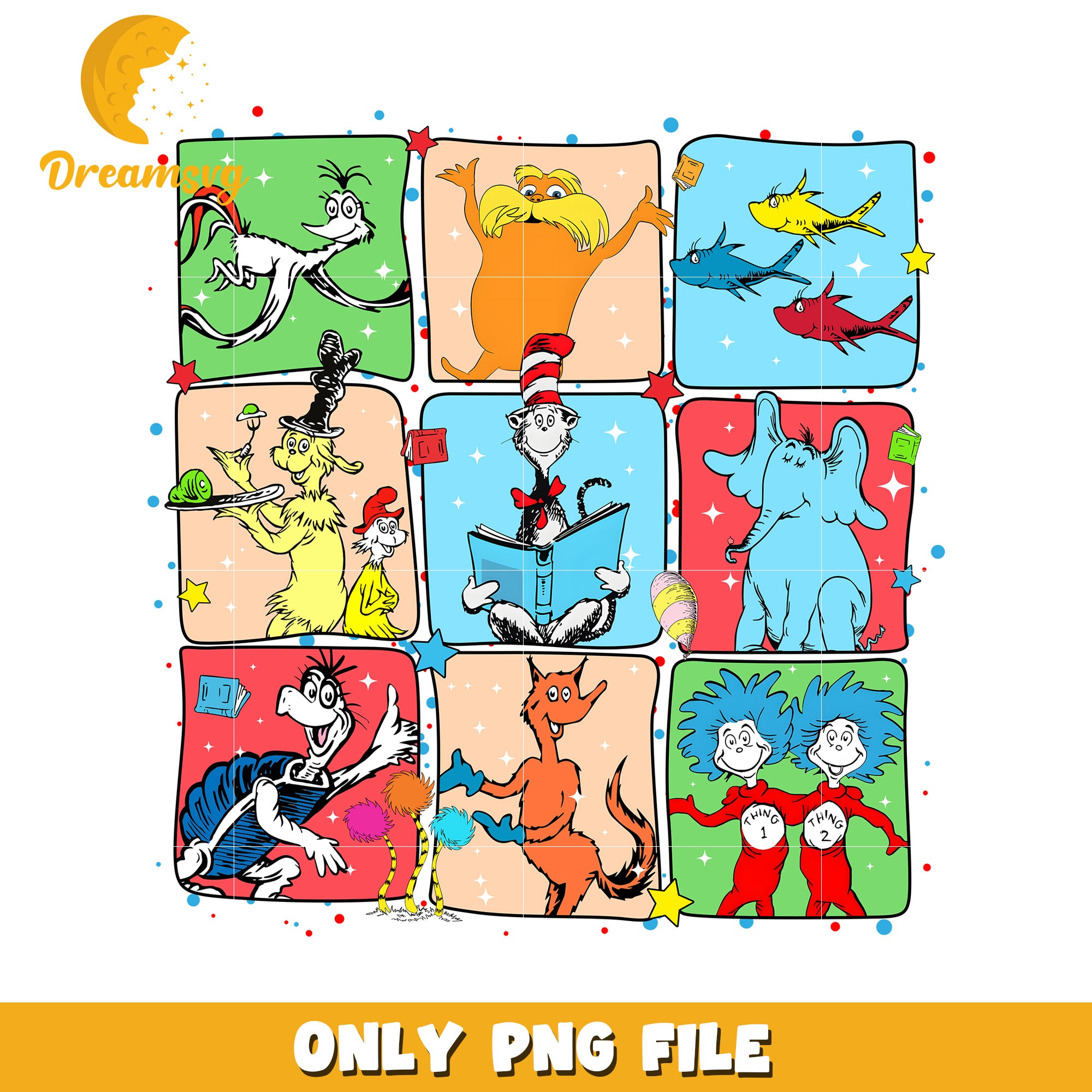 All characters of dr seuss png, dr seuss png, cartoon png – DreamSVG Store