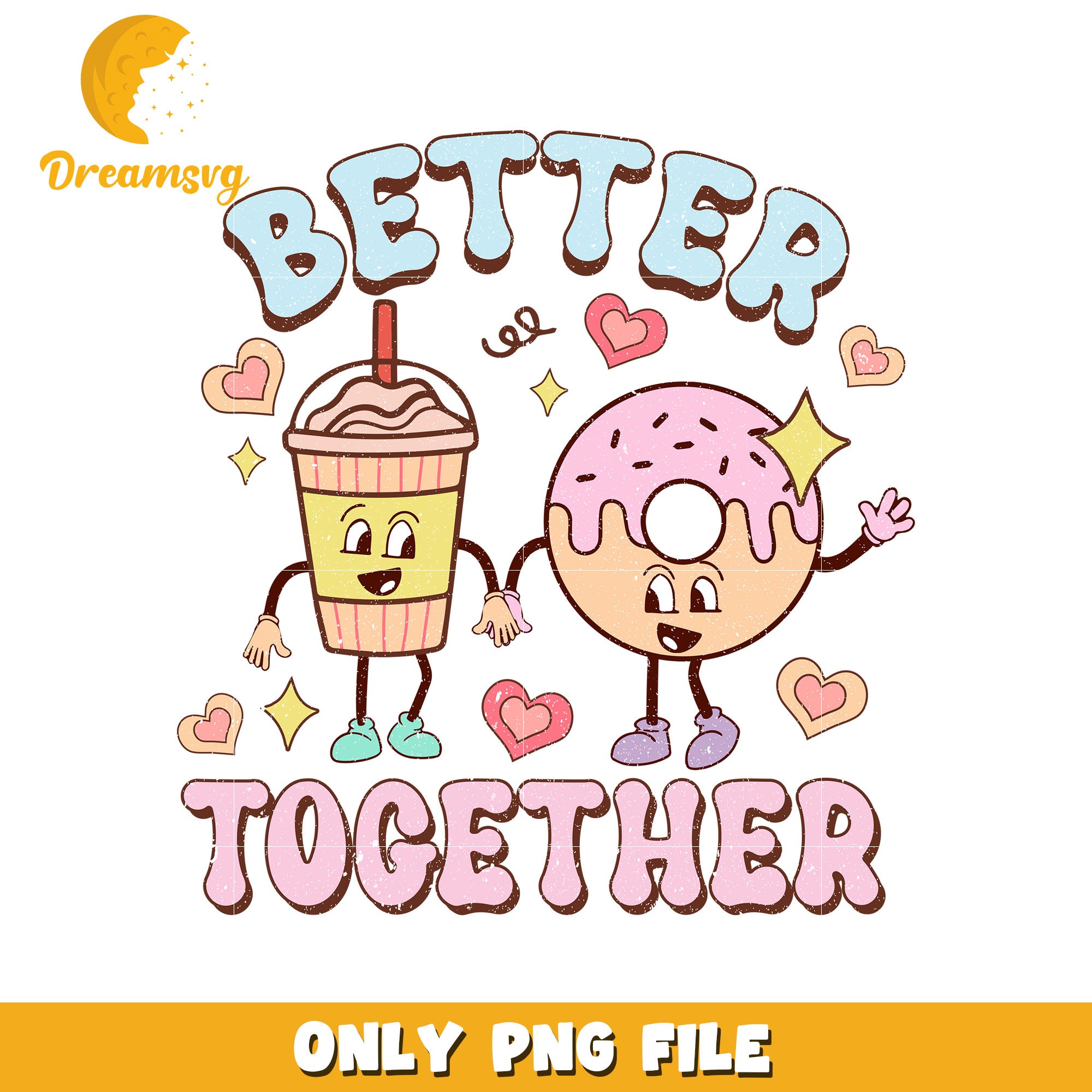 Coffee and donut better together png, couple png, valentine png ...