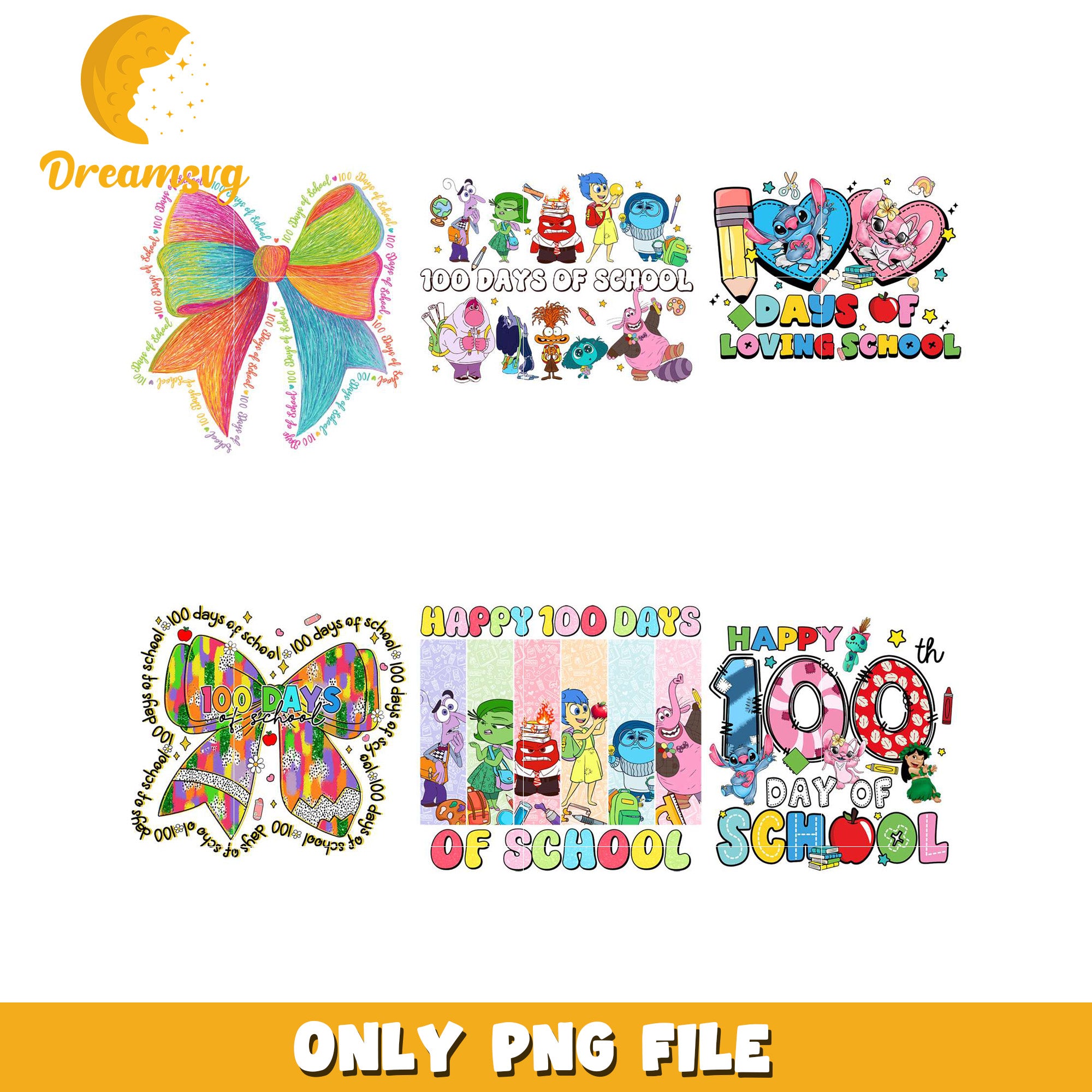 Colorful 100 Days of School PNG Bundle for Celebrations – DreamSVG Store