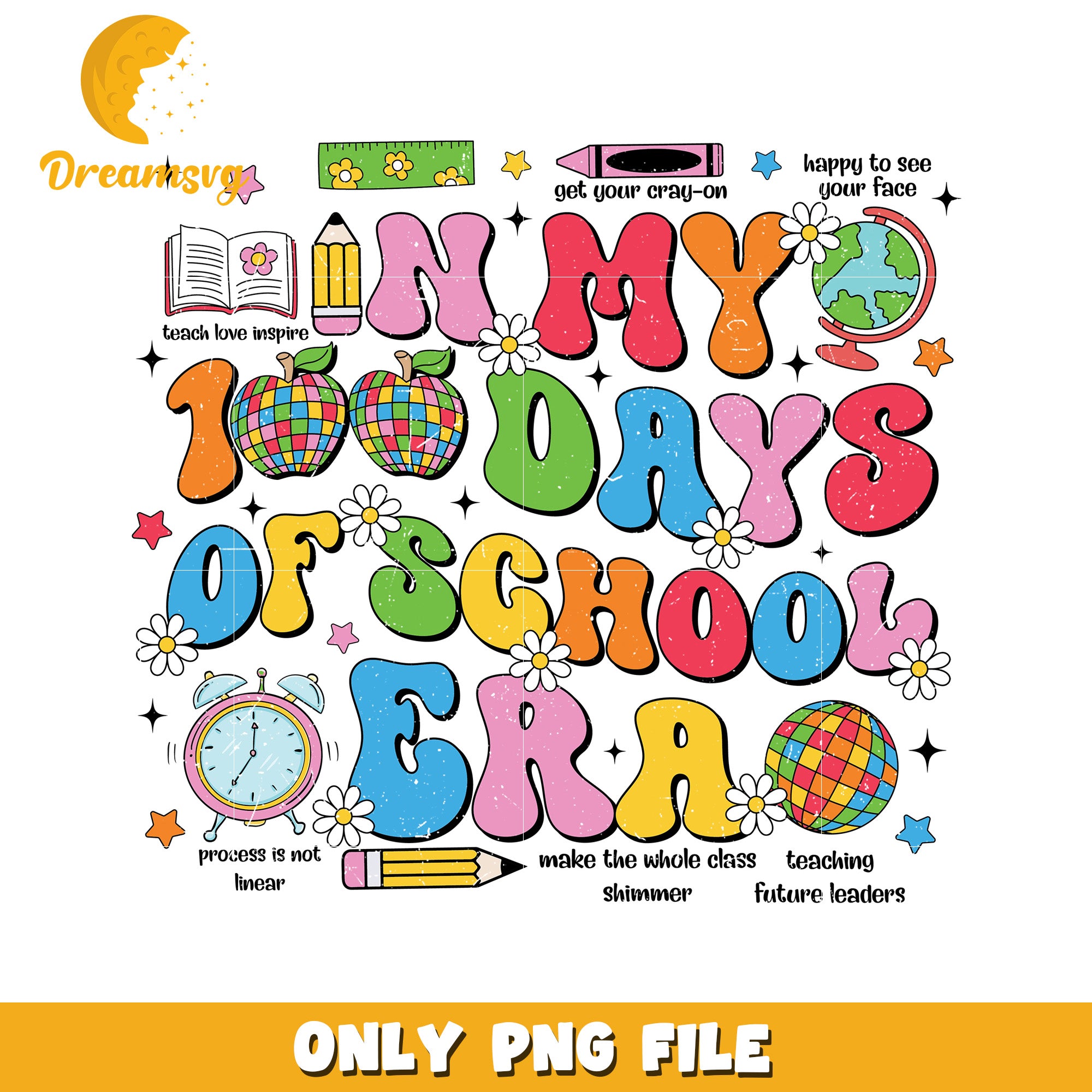 Colorful 100 Days of School PNG Design for Teachers – DreamSVG Store