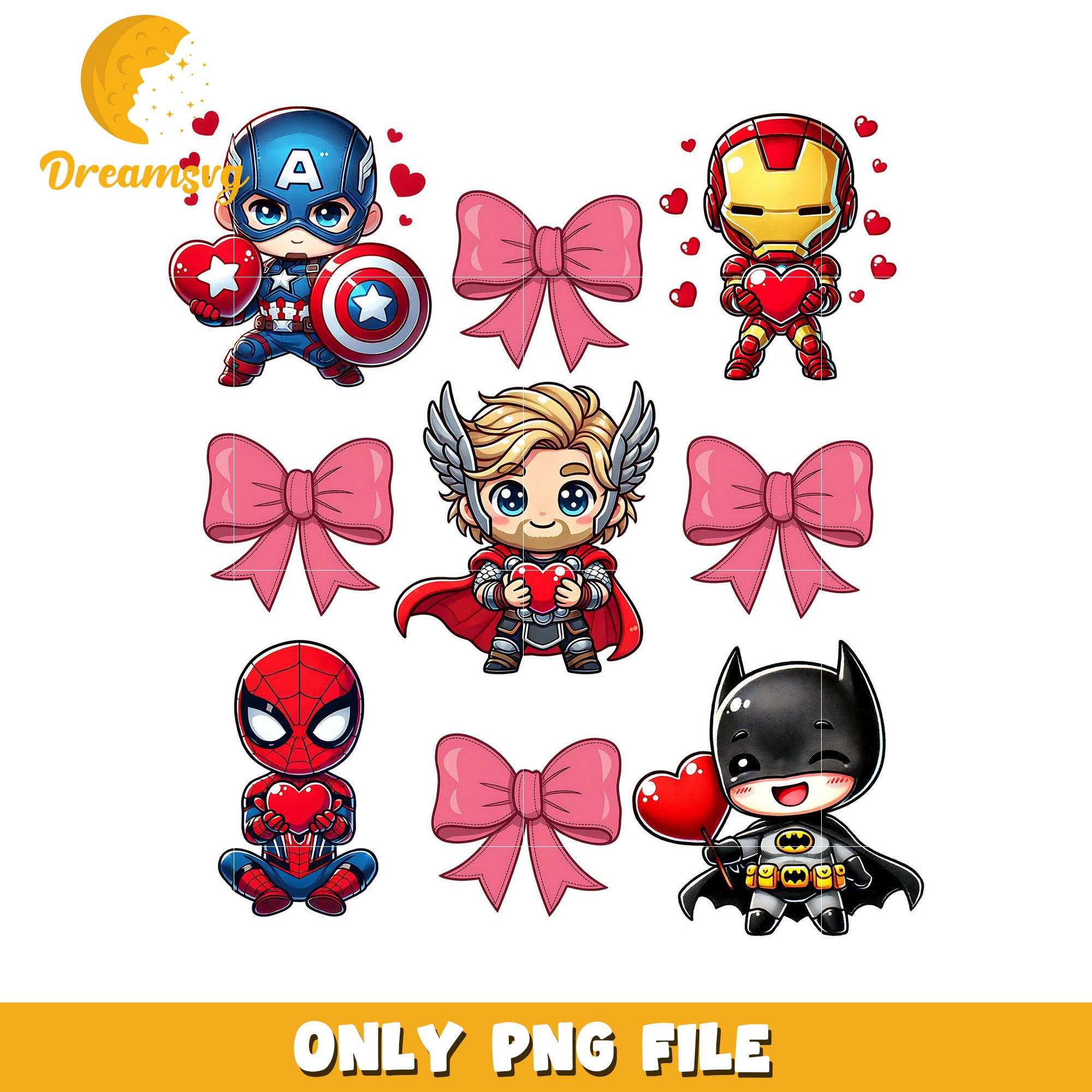 Cute Superhero Valentines PNG – DreamSVG Store