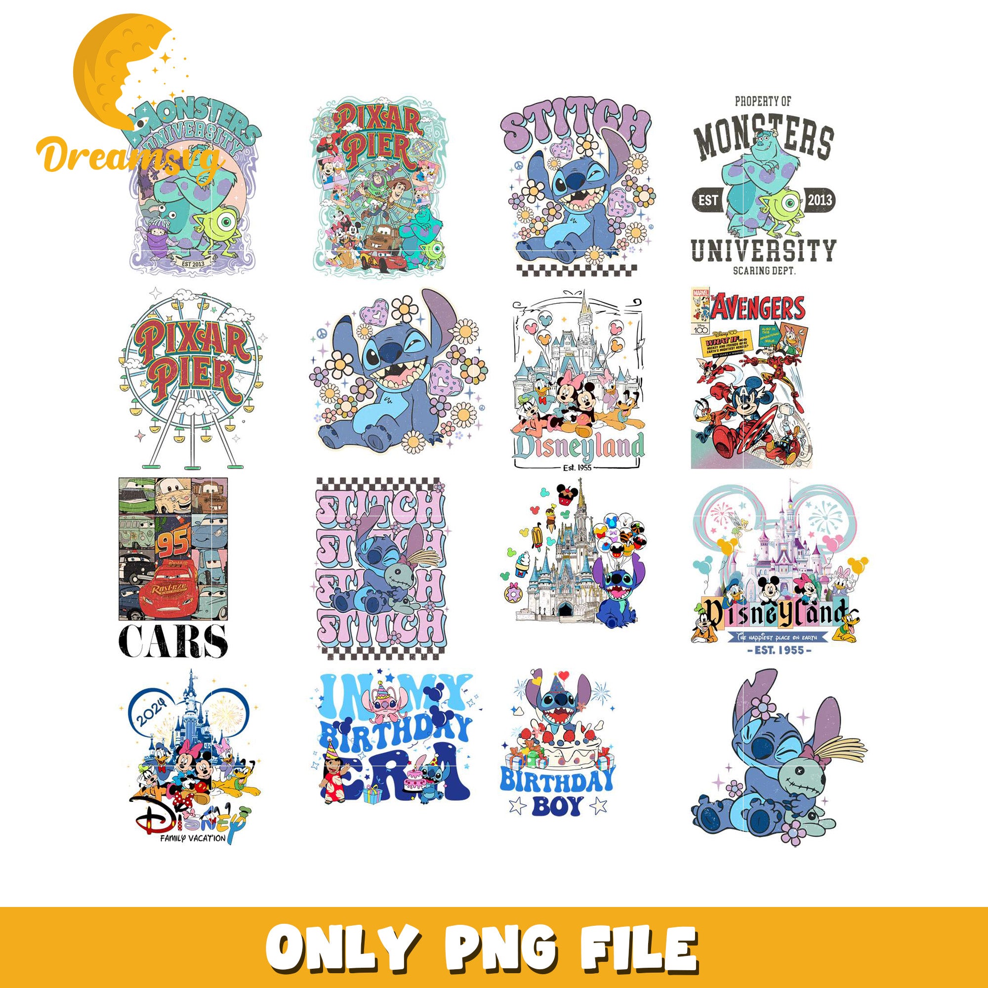 Disney Pixar Bundle PNG Stickers for Fun Projects – DreamSVG Store