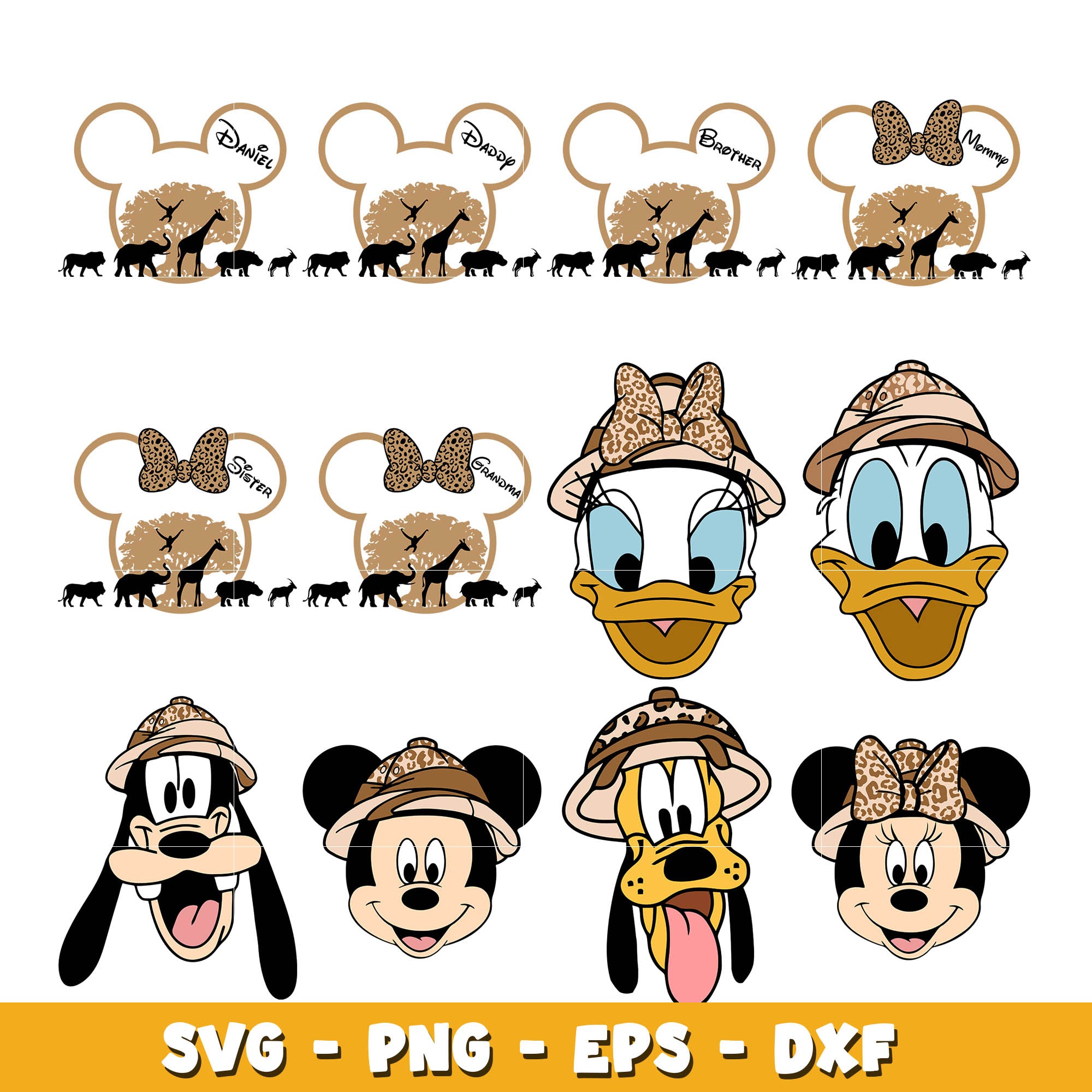 Mickey Minnie And friends head Animal Kingdom bundle svg, Disney svg ...
