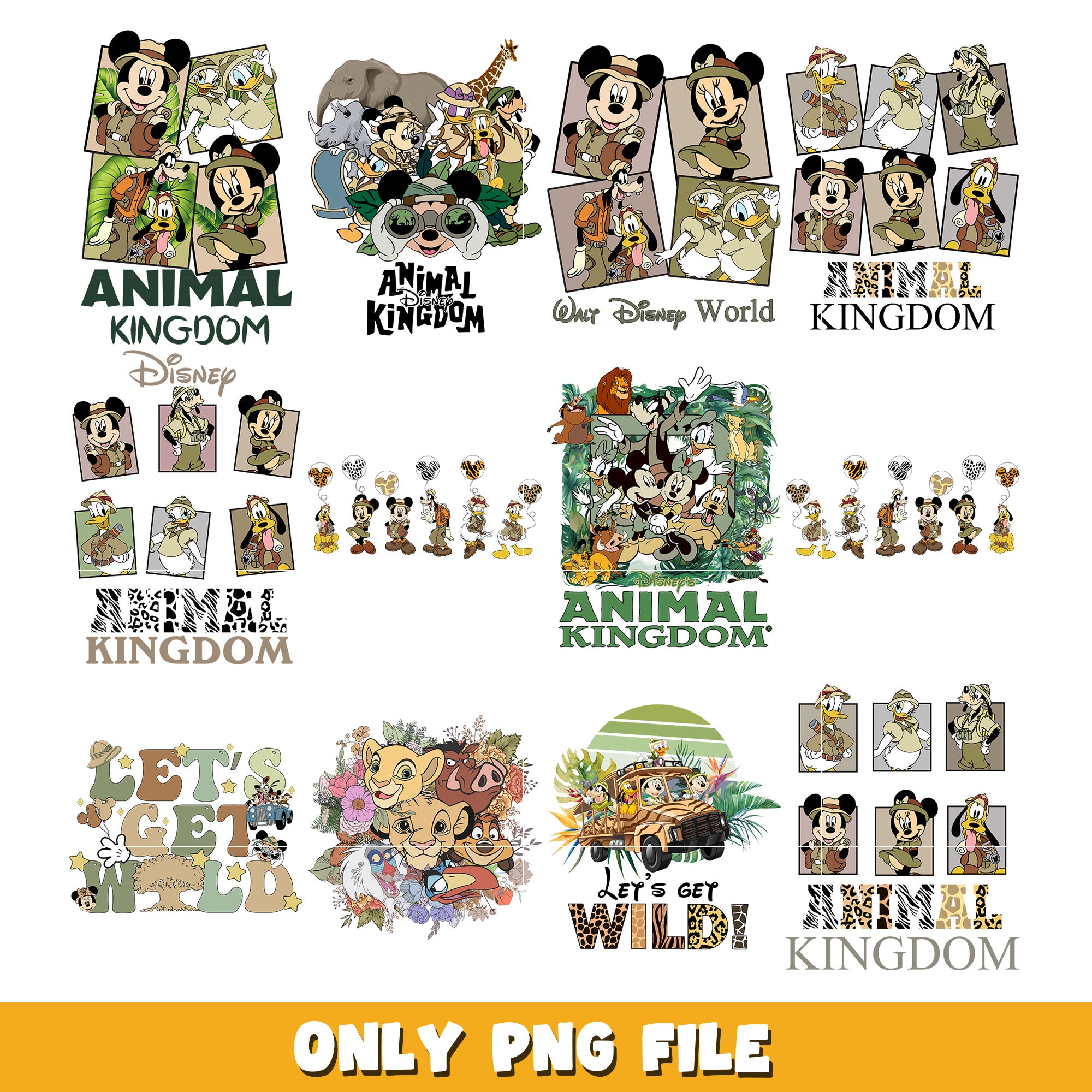 Disney Mickey and Friends Animal Kingdom bundle png, Disney cartoon pn ...
