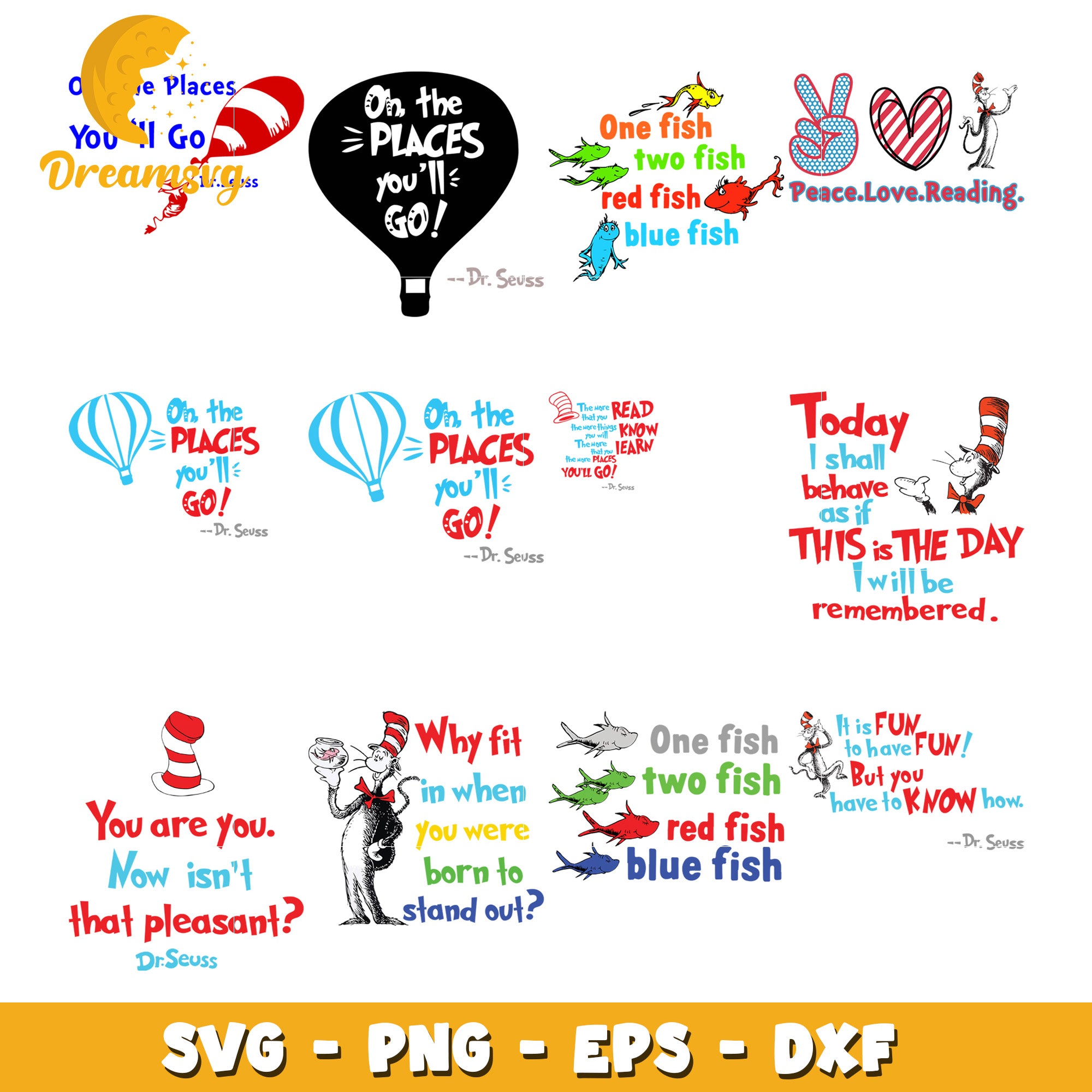 Dr Seuss Bundle SVG Fun Quotes and Designs Set – DreamSVG Store