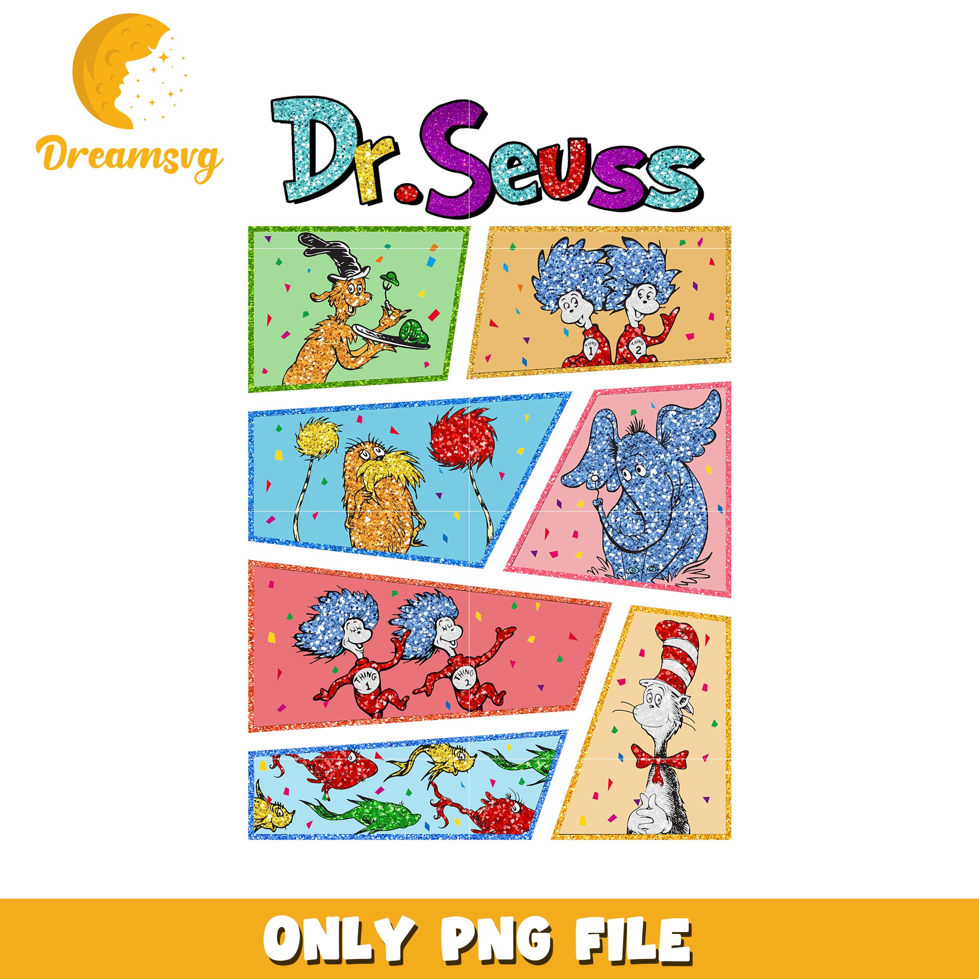 Dr Seuss Colorful Characters Fun PNG Art for Kids – DreamSVG Store