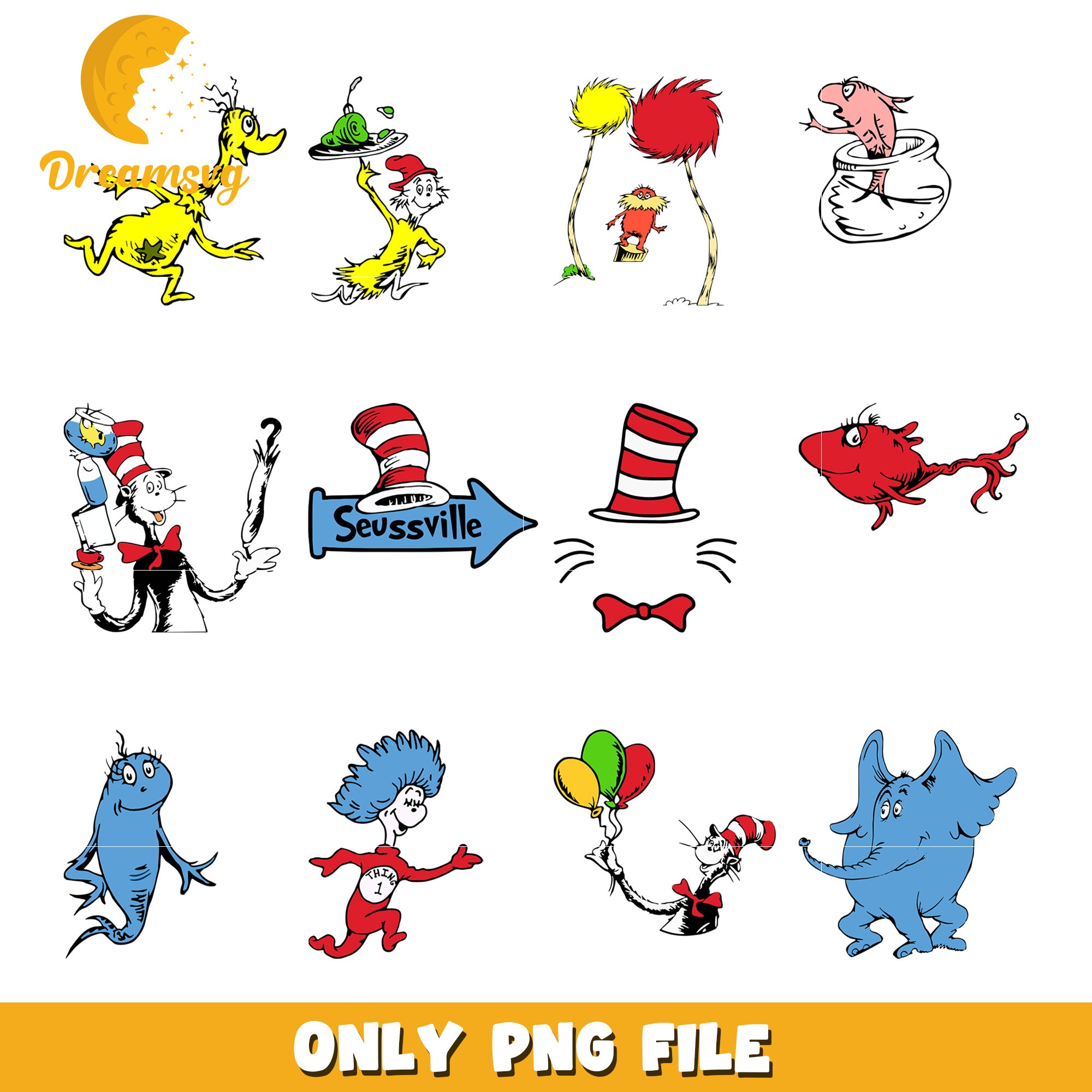 Dr Seuss PNG Bundle Characters – DreamSVG Store