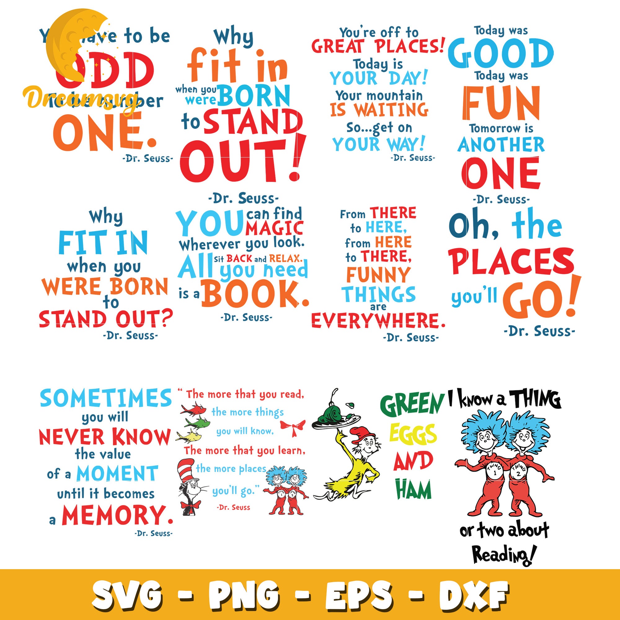 Dr Seuss Quote Bundle SVG for Creative Projects – DreamSVG Store