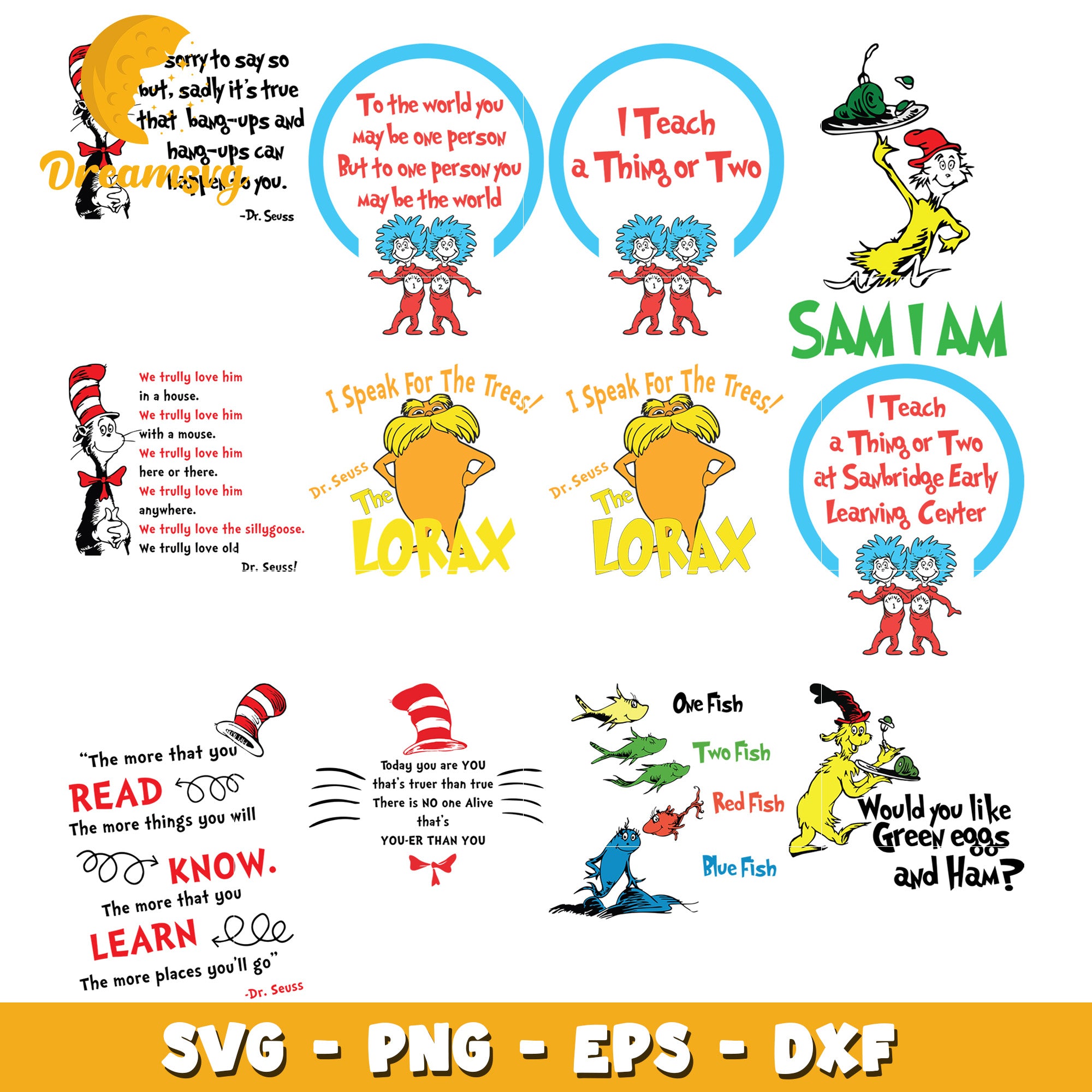 Dr Seuss Quote Bundle for SVG and PNG Files – DreamSVG Store