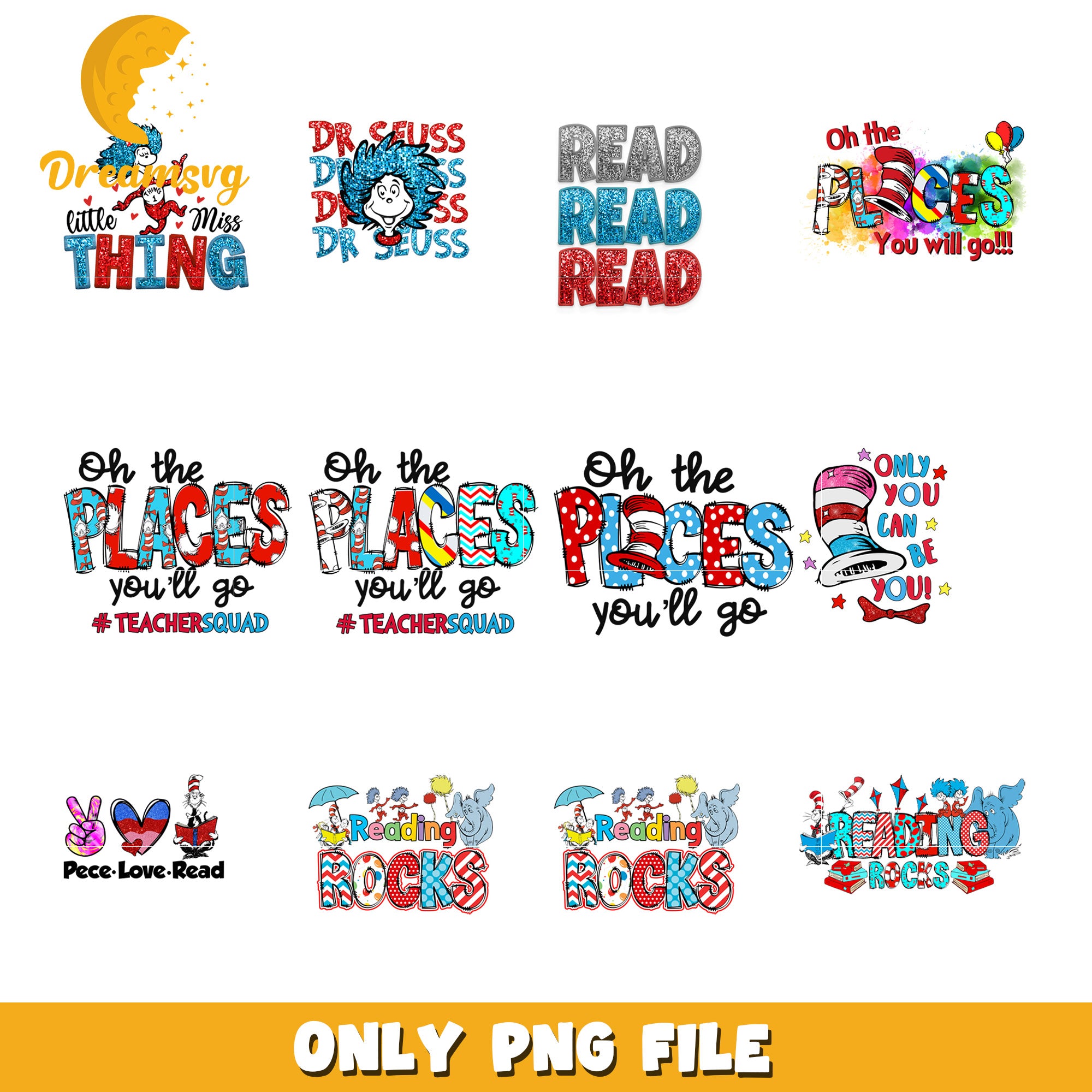 Dr Seuss Reading Bundle PNG – DreamSVG Store