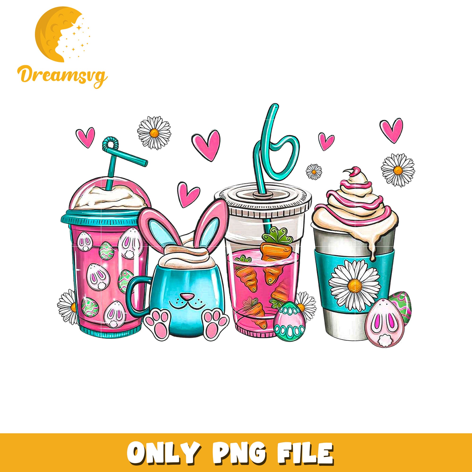Easter Bunny Drinks PNG Cute Spring Beverage Design – DreamSVG Store