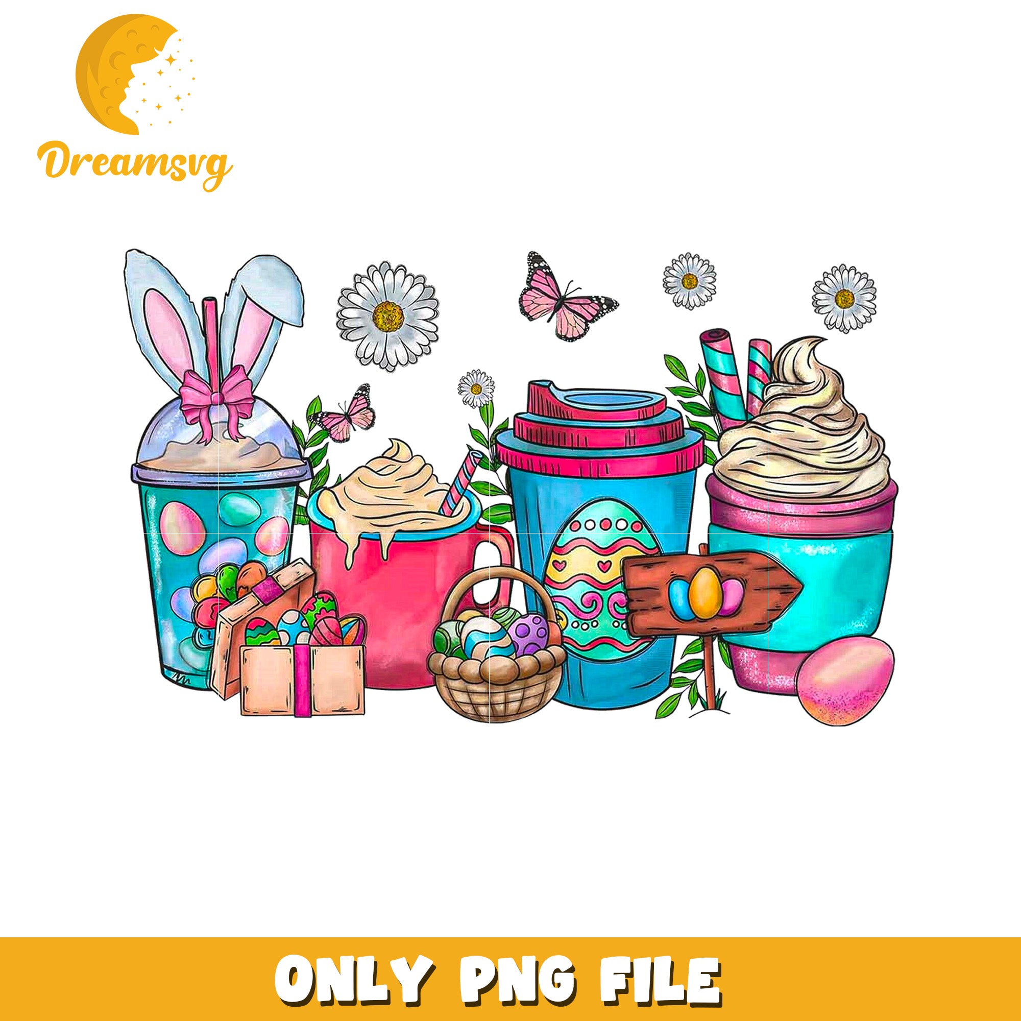 Easter Drinks PNG Cute Bunny & Egg Cups – DreamSVG Store