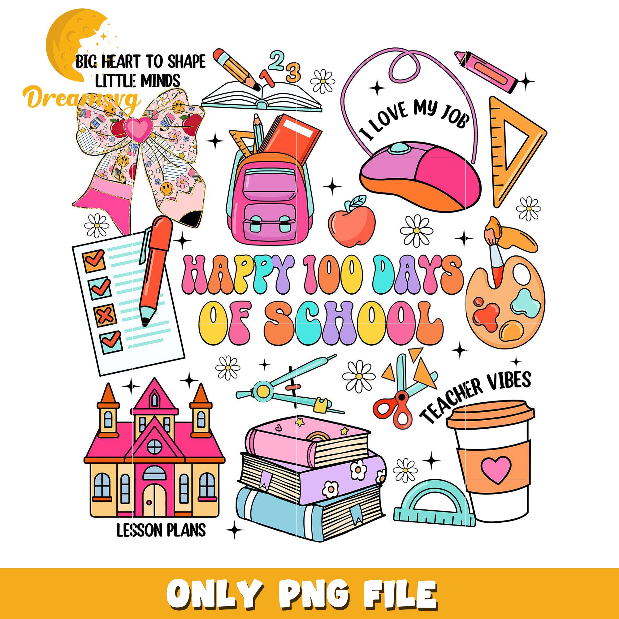 Happy 100 Days School PNG Clipart – DreamSVG Store