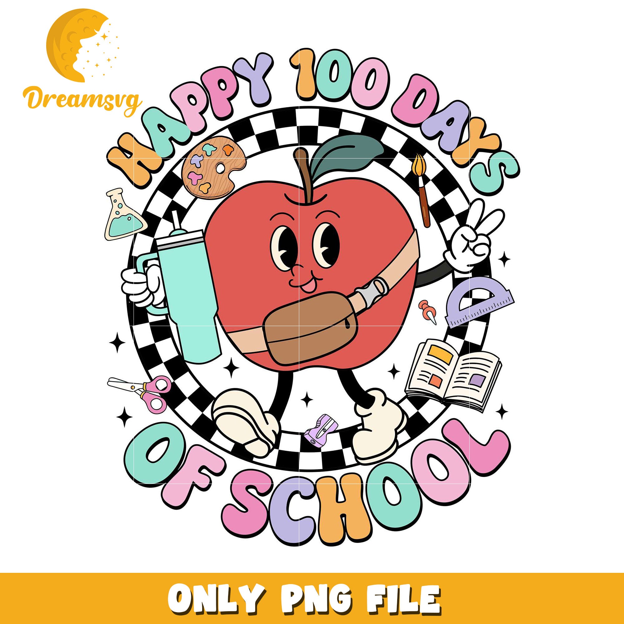 Happy 100 Days of School Apple PNG – DreamSVG Store