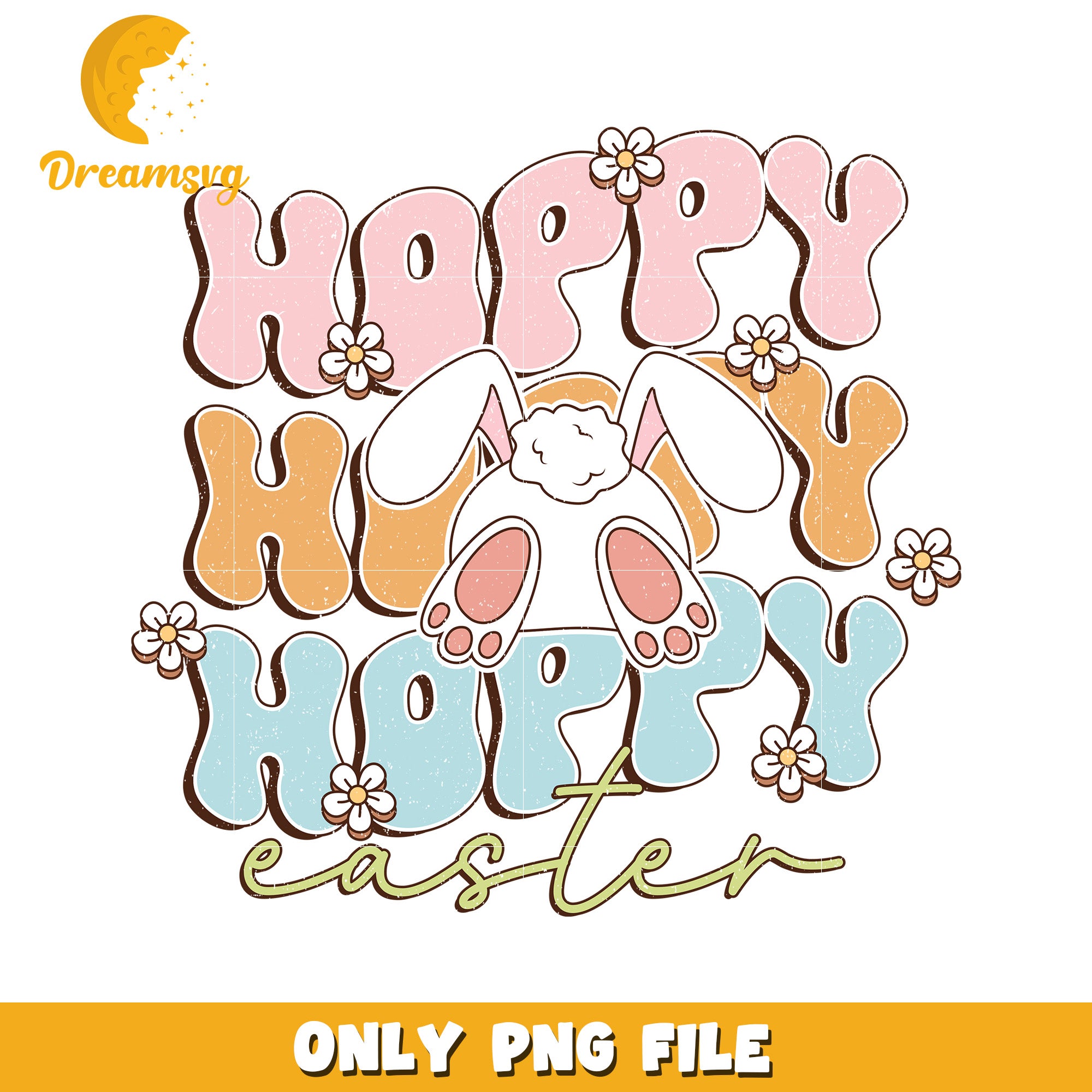 Happy Hoppy Easter Bunny Colorful PNG Design Download – DreamSVG Store