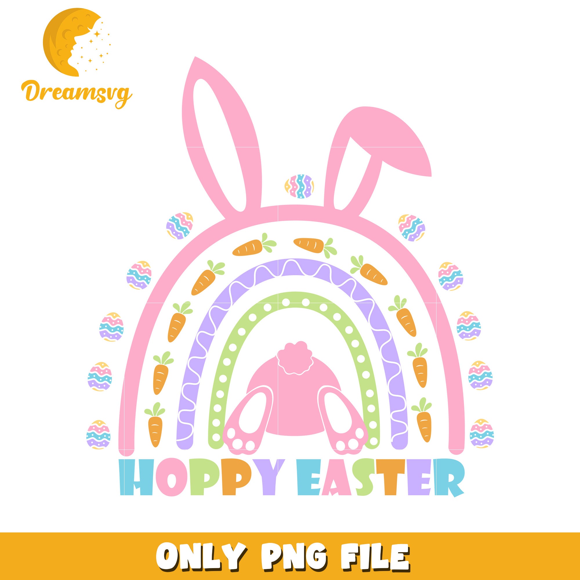 Hoppy Easter Bunny PNG with Colorful Rainbow Design – DreamSVG Store