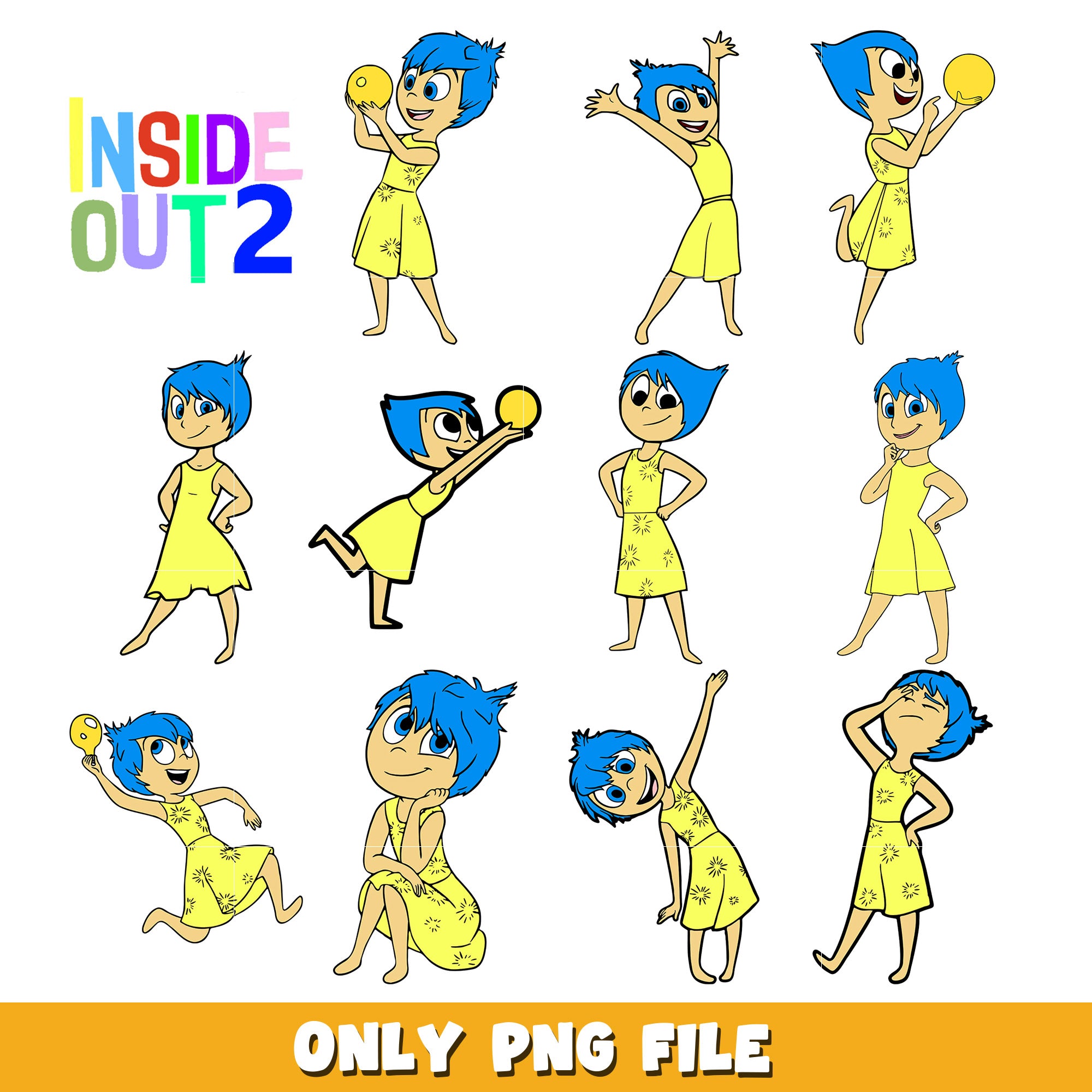 Joy Inside Out 2 bundle png, Inside Out 2 png, Disney cartoon png, Dig ...