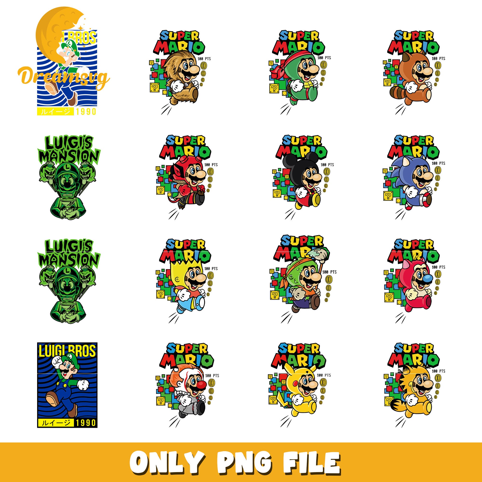 Super Mario games bundle png, super mario bros wonder png – DreamSVG Store
