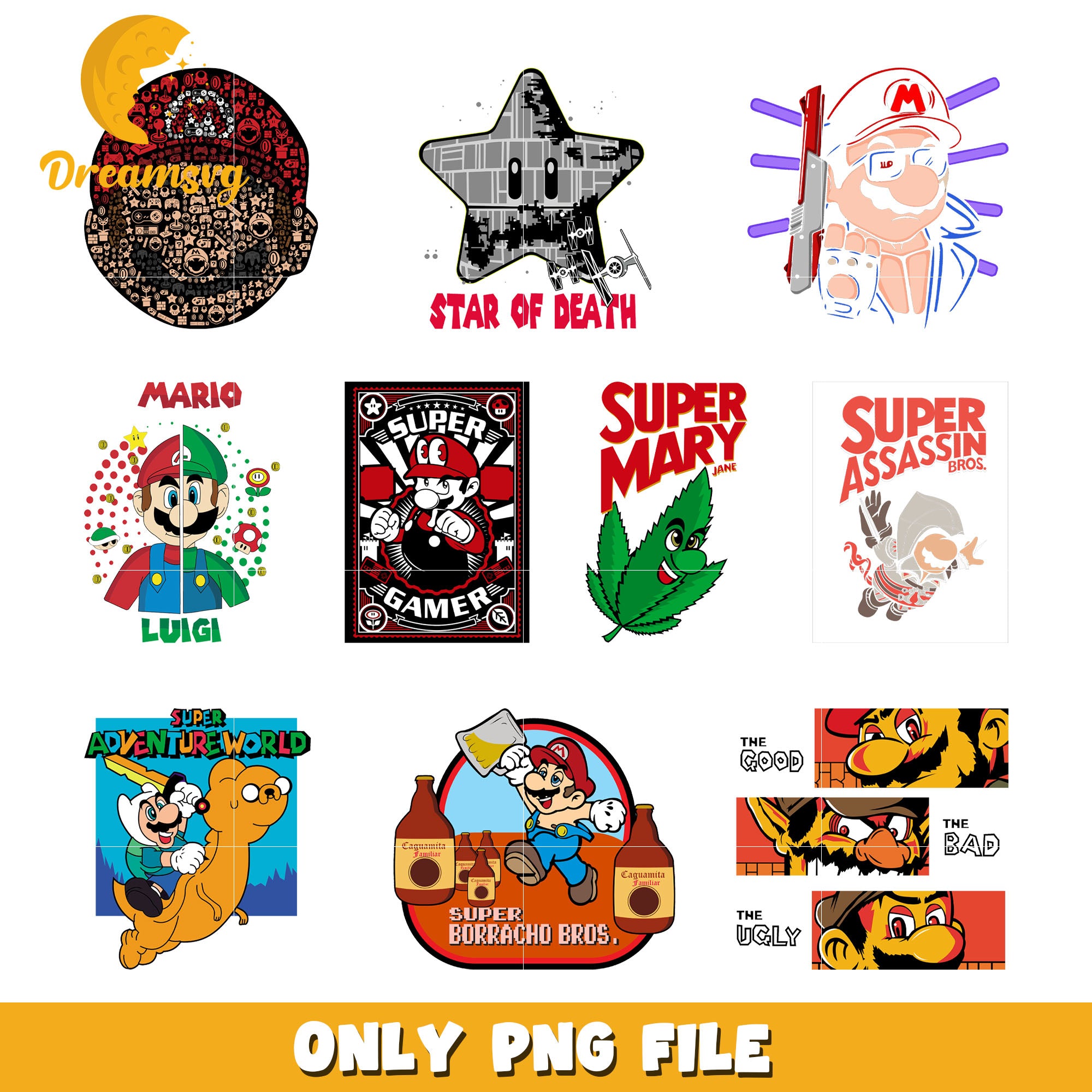 Super Mario world bundle png, Mario adventure world png – DreamSVG Store
