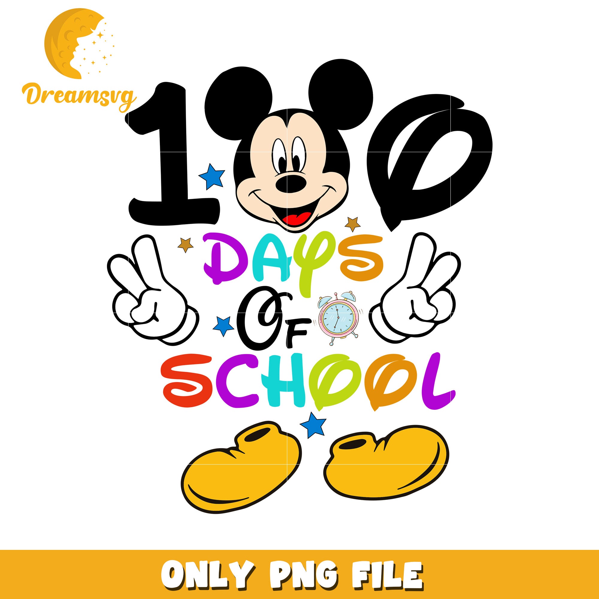 Mickey Mouse 100 Days of School PNG – DreamSVG Store
