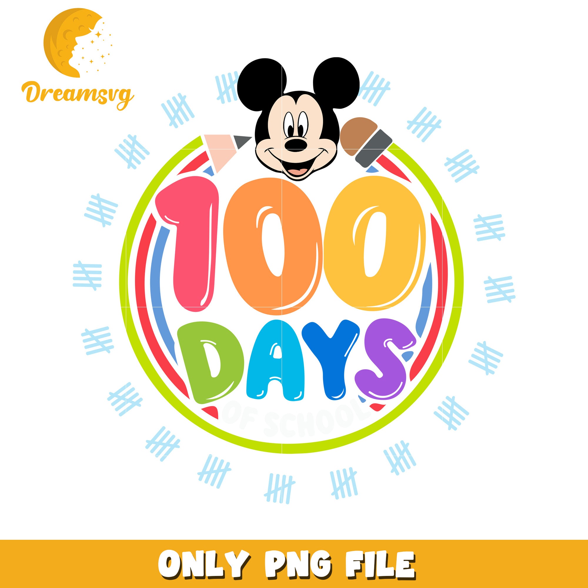 Mickey Mouse 100 Days of School PNG Cute Graphic Design – DreamSVG Store