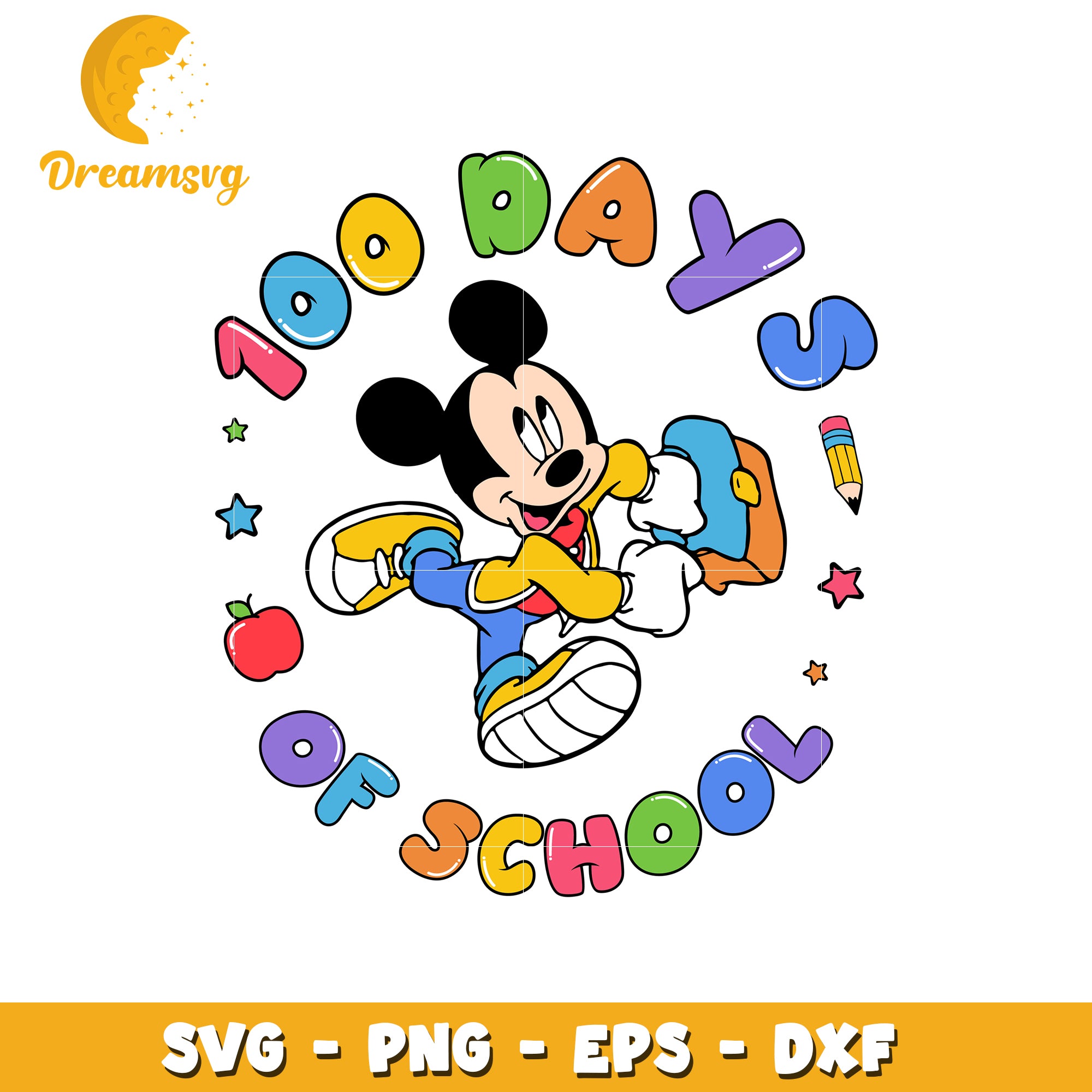 Mickey Mouse 100 Days of School SVG – DreamSVG Store