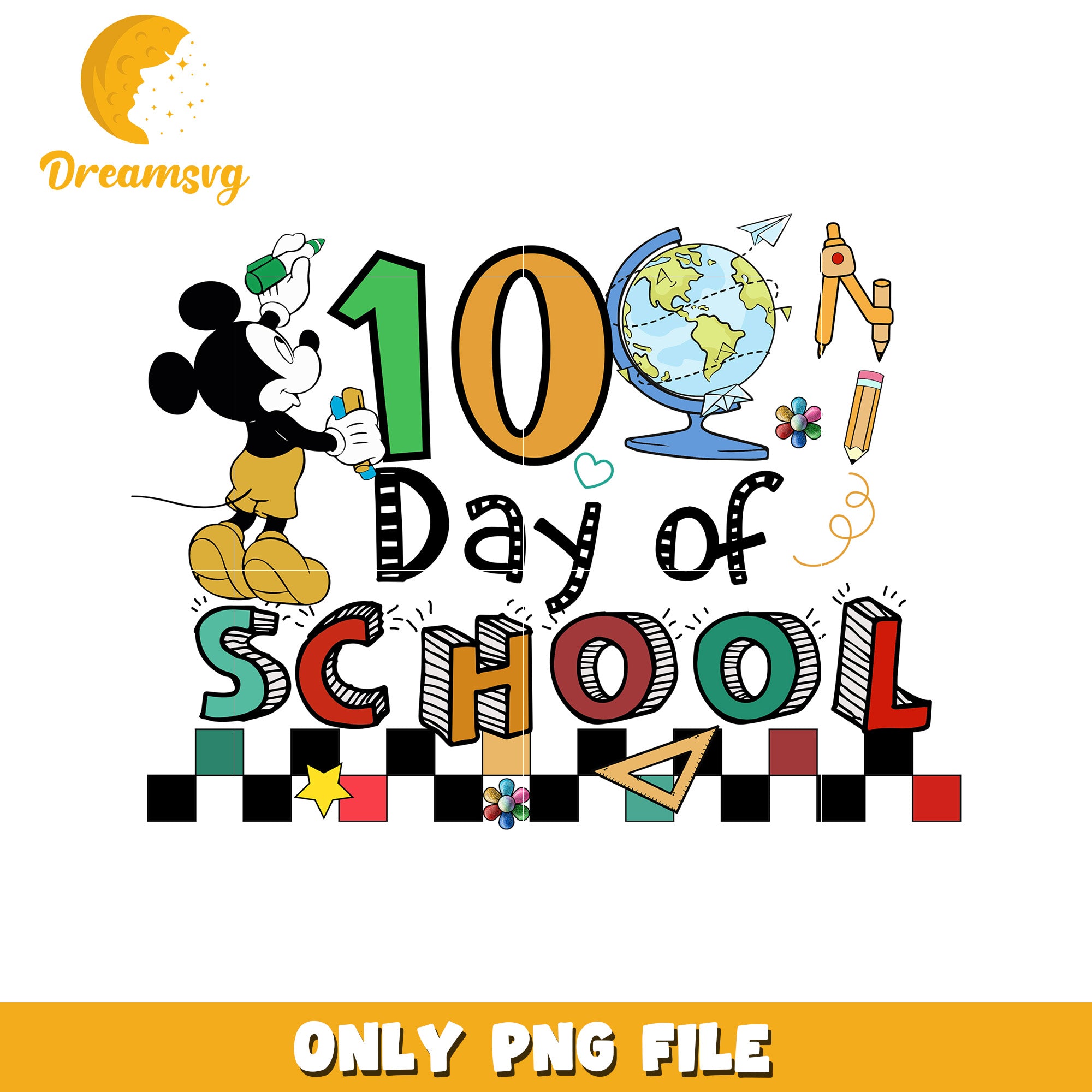 Mickey Mouse Ten Days of School PNG Art for Kids Fun – DreamSVG Store