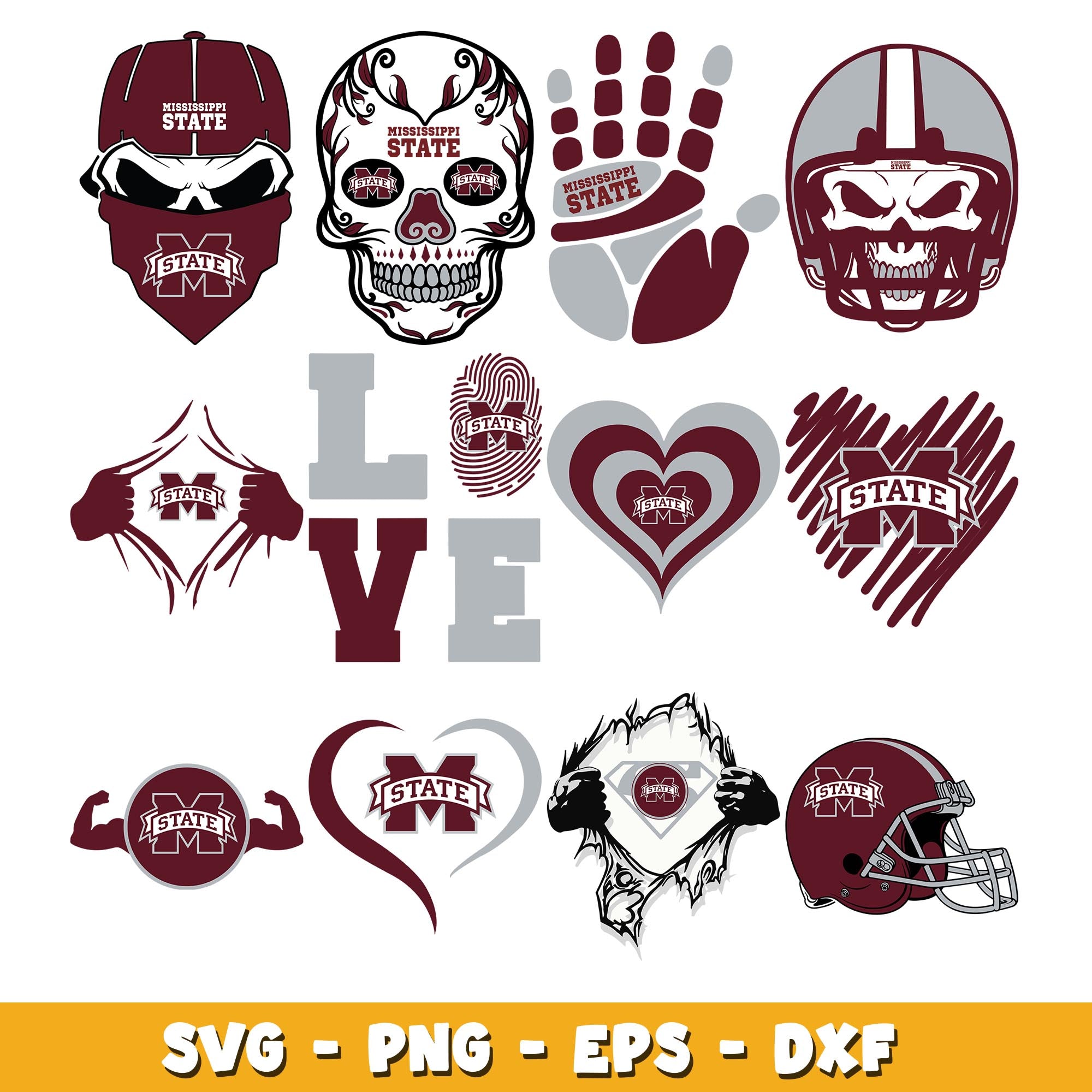 Mississippi State love Bulldogs Bundle svg, Mississippi State Bulldogs ...
