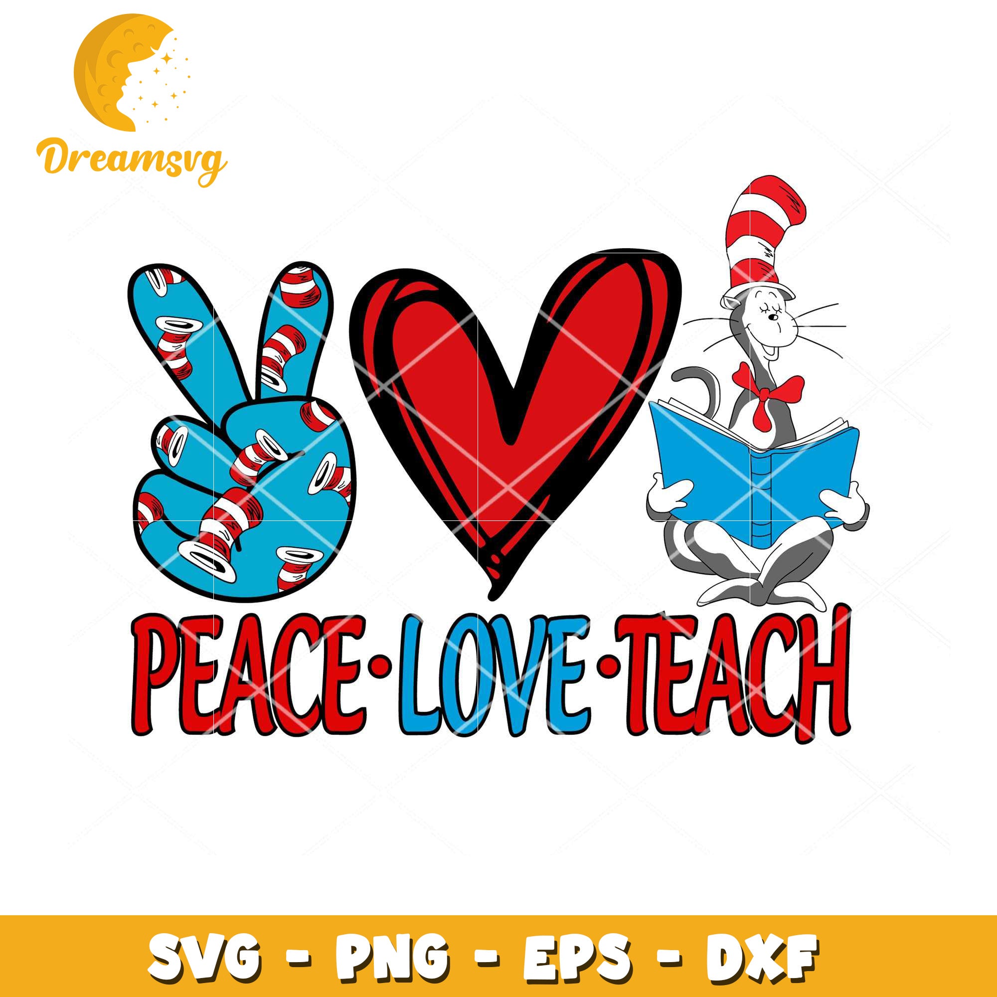 Peace Love Teach SVG Cut File – DreamSVG Store