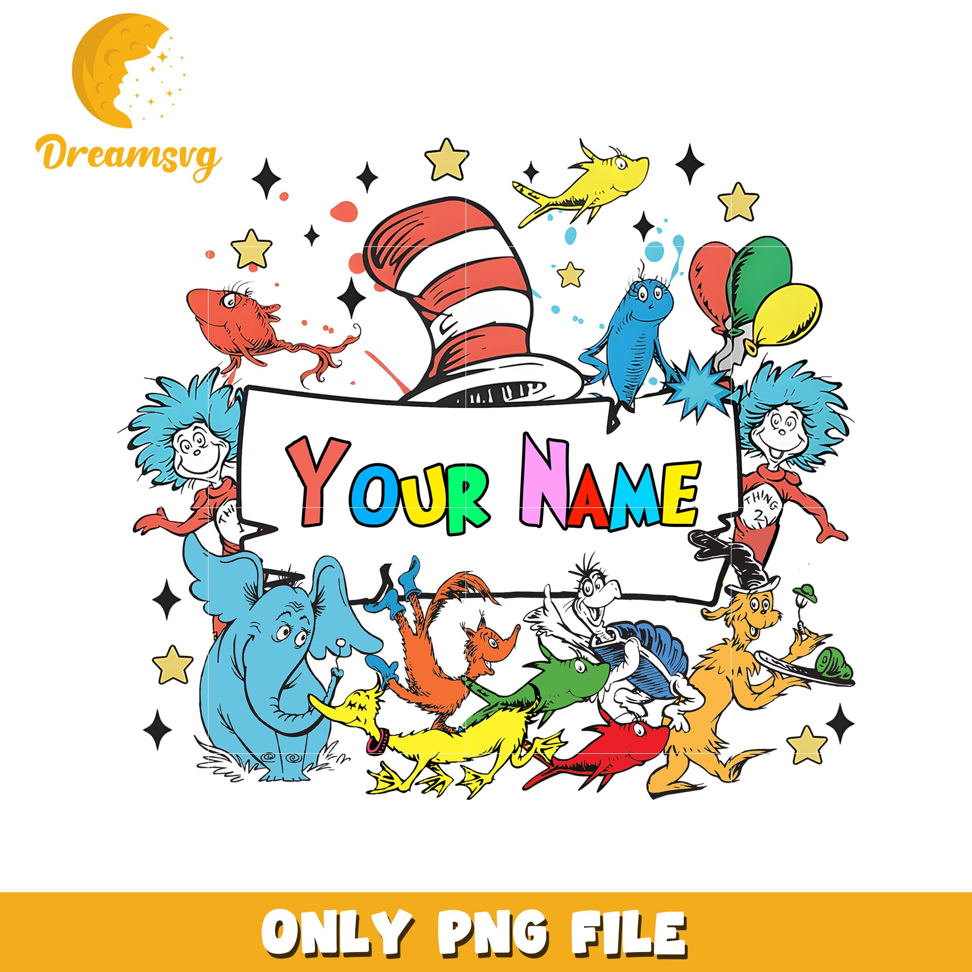 Personalized Dr Seuss Party Theme PNG File for Kids Fun – DreamSVG Store