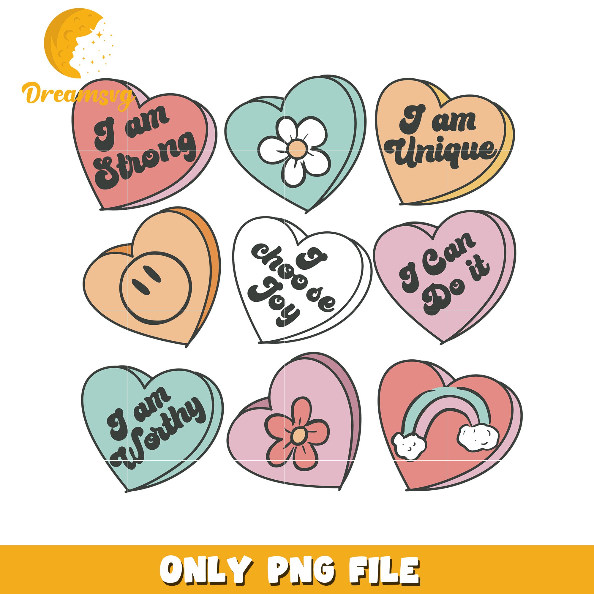 Positive Affirmation Heart PNG – DreamSVG Store
