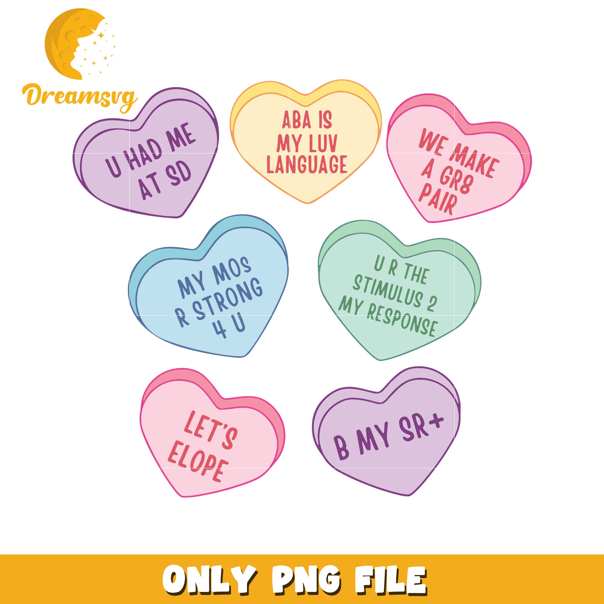 Valentines Candy Hearts PNG – DreamSVG Store