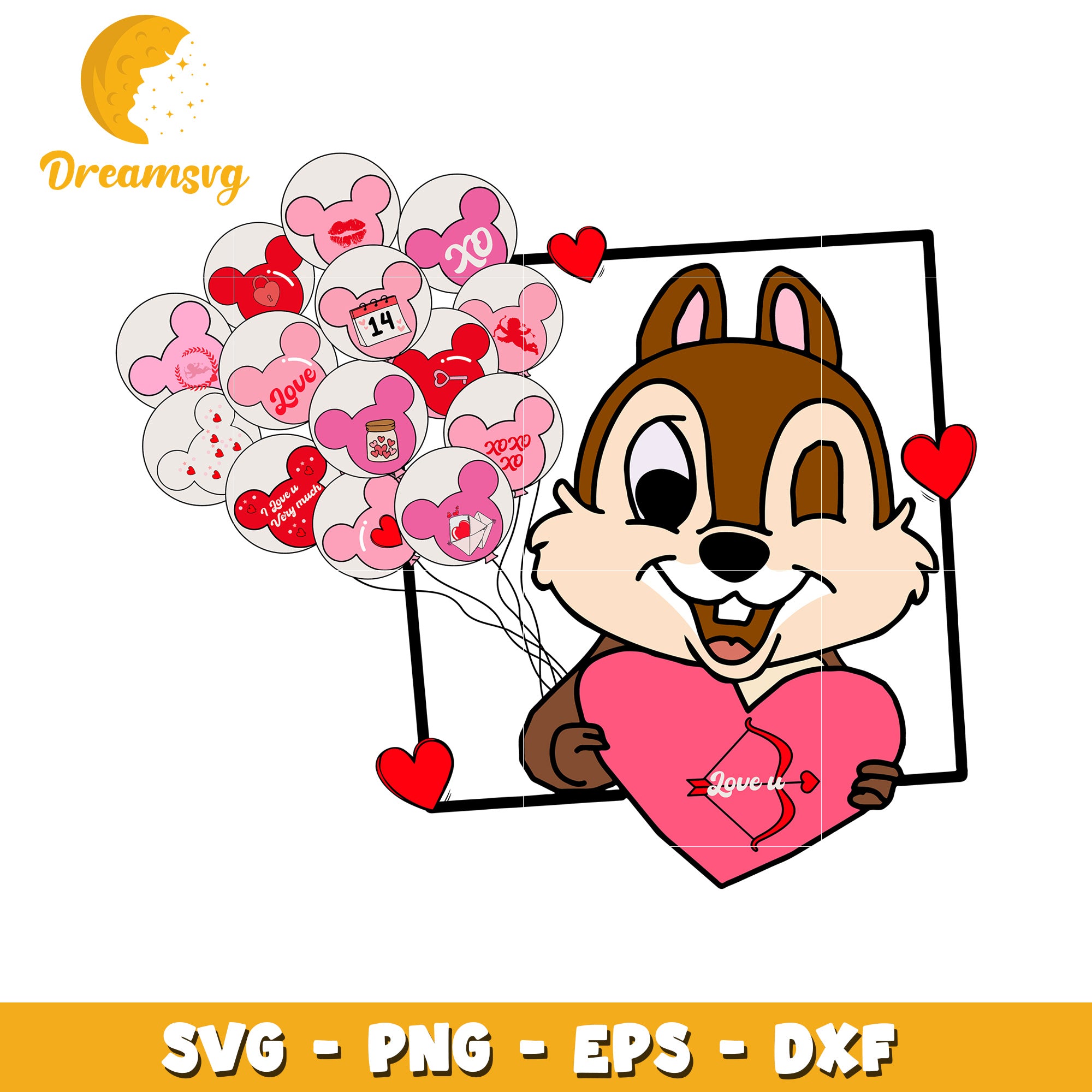 Valentines Chipmunk SVG PNG EPS DXF – DreamSVG Store