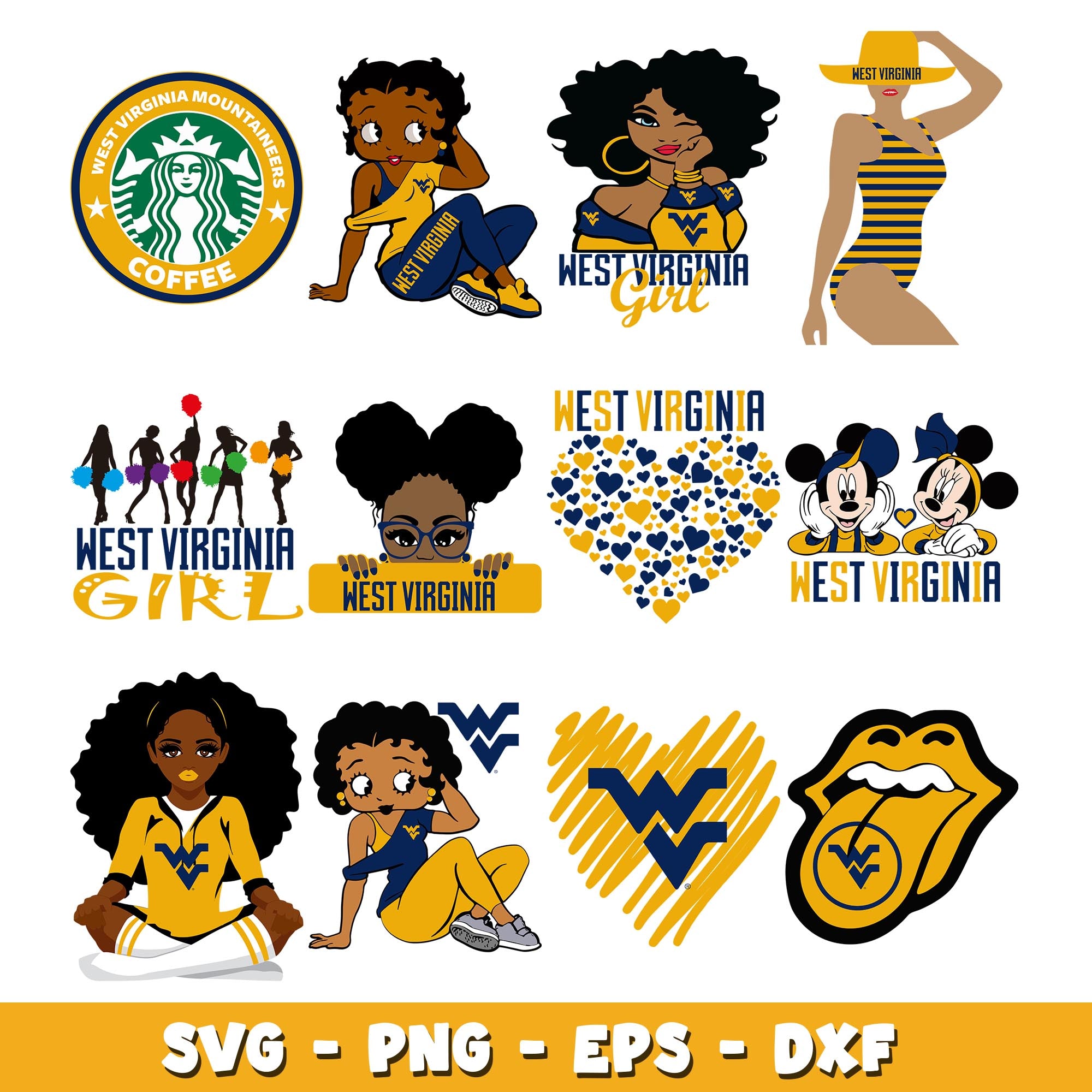 West Virginia girl Bundle svg, West Virginia logo svg, ncaa svg ...