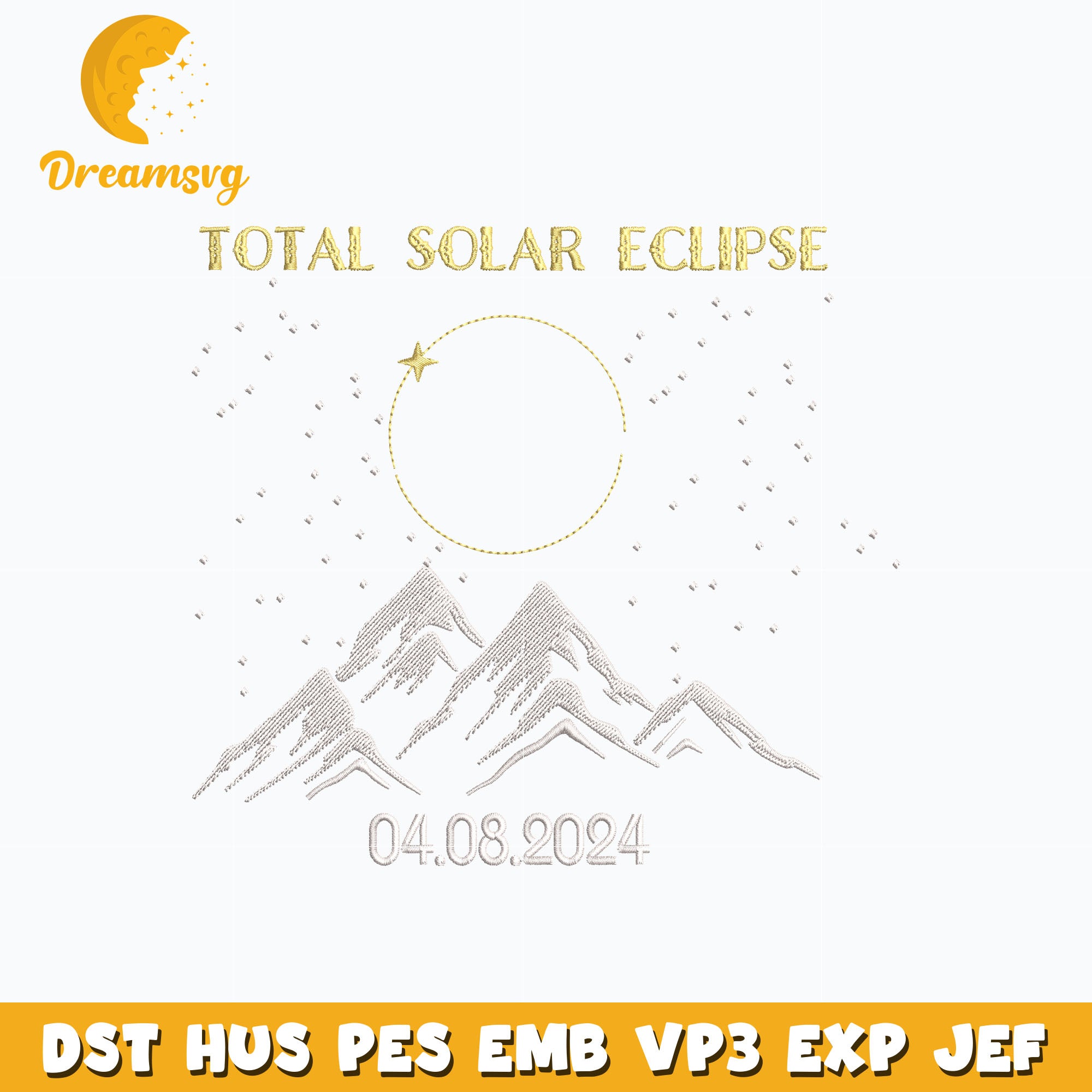 Total solar eclipse 2024 design embroidery – DreamSVG Store