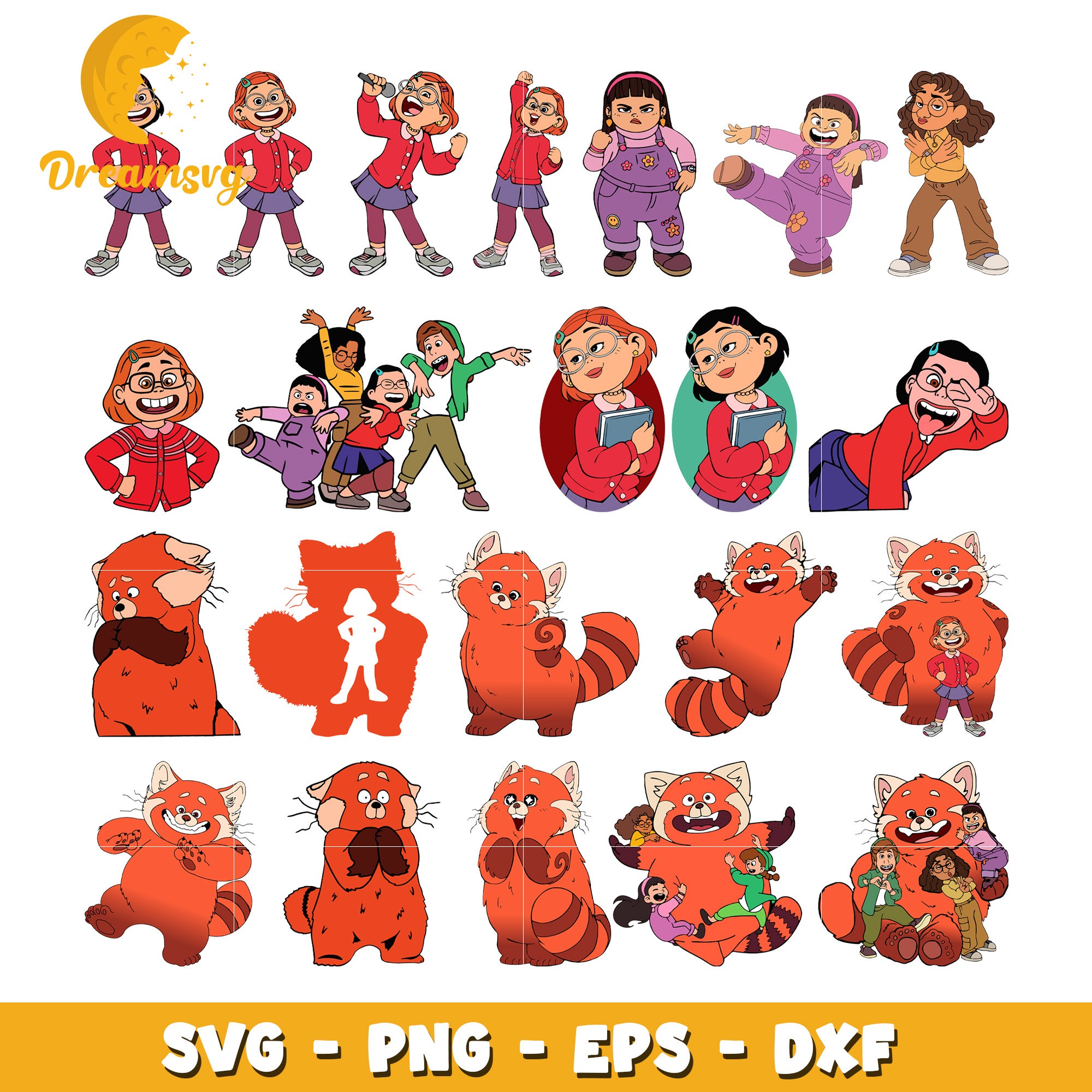 Disney Turning red characters bundle svg, cast of turning red svg ...