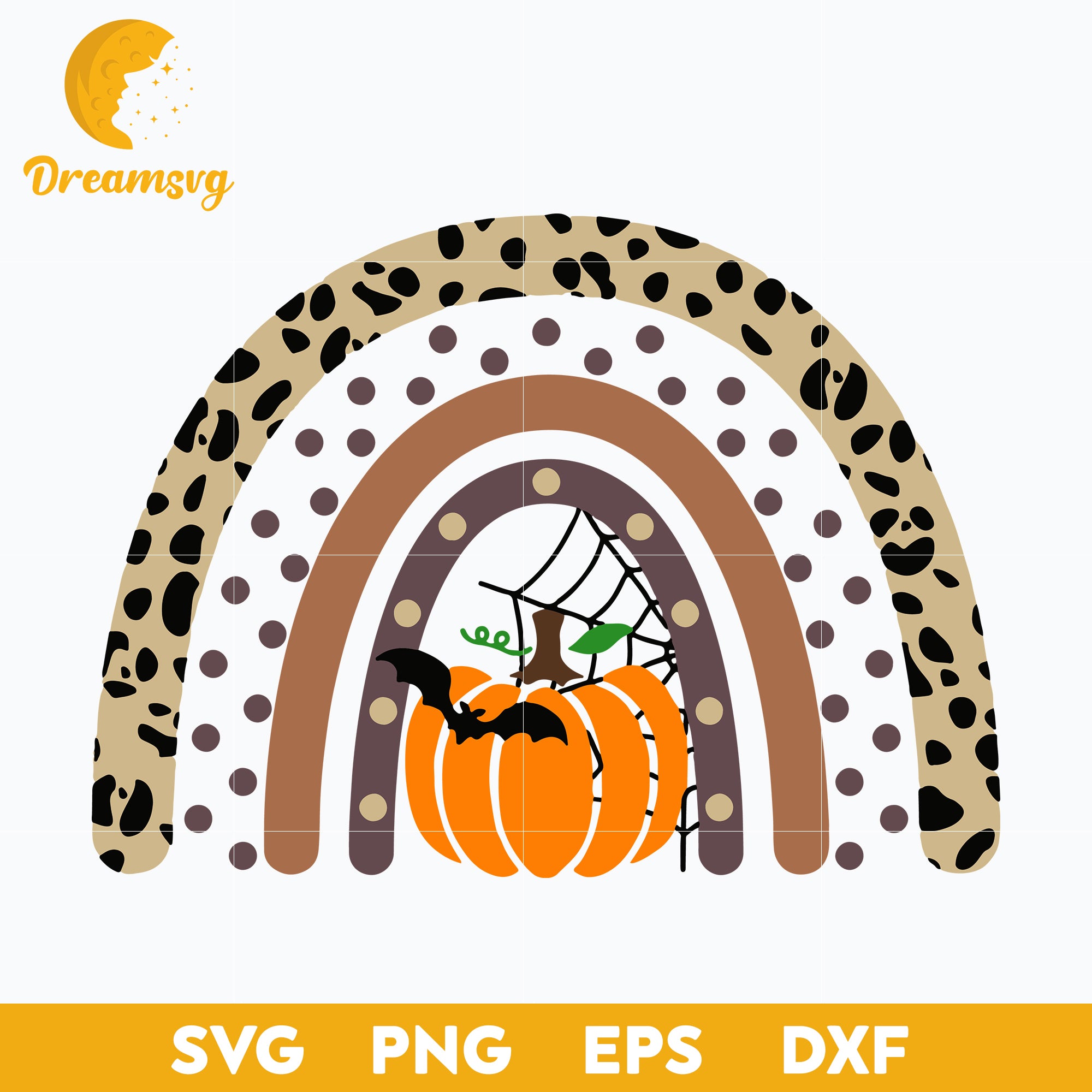 Rainbow Pumpkin Halloween svg, Halloween svg, png, dxf, eps digital fi ...
