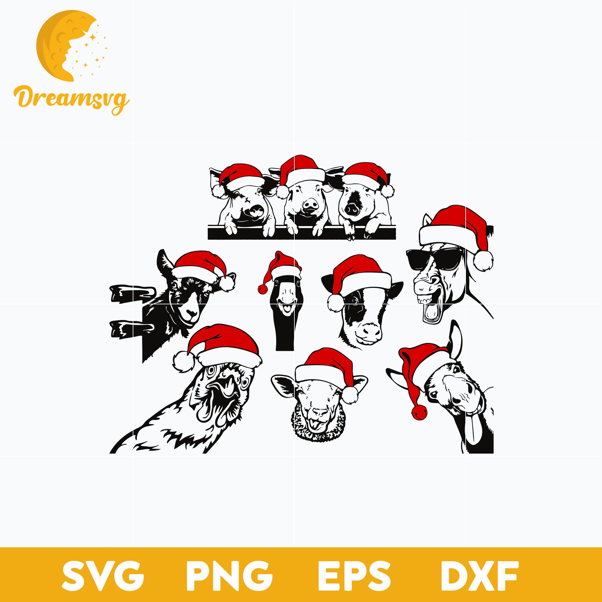Animals Christmas SVG, Christmas SVG, PNG DXF EPS Digital File ...