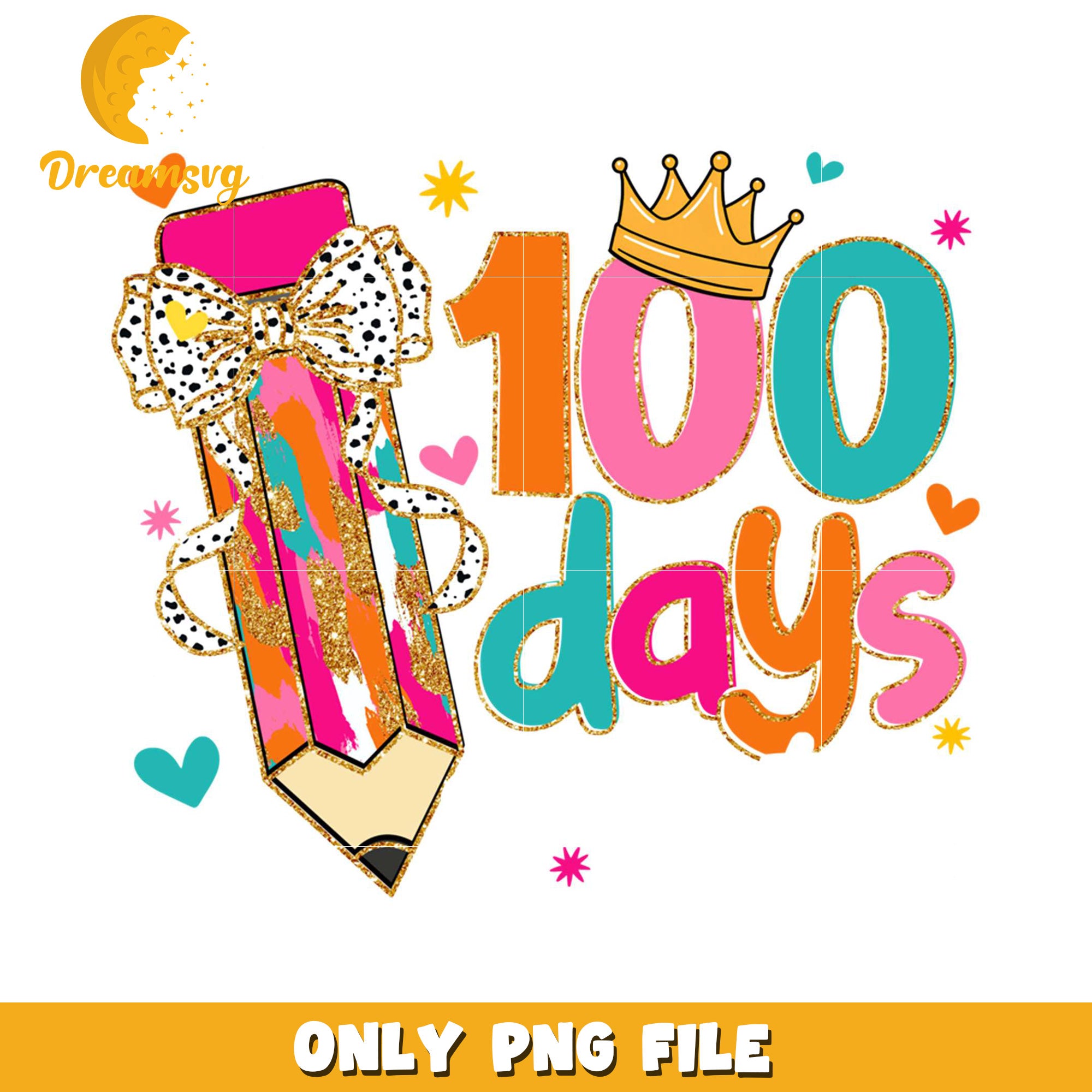 100 Days Celebration Colorful Pencil PNG Clipart Design File – DreamSVG ...