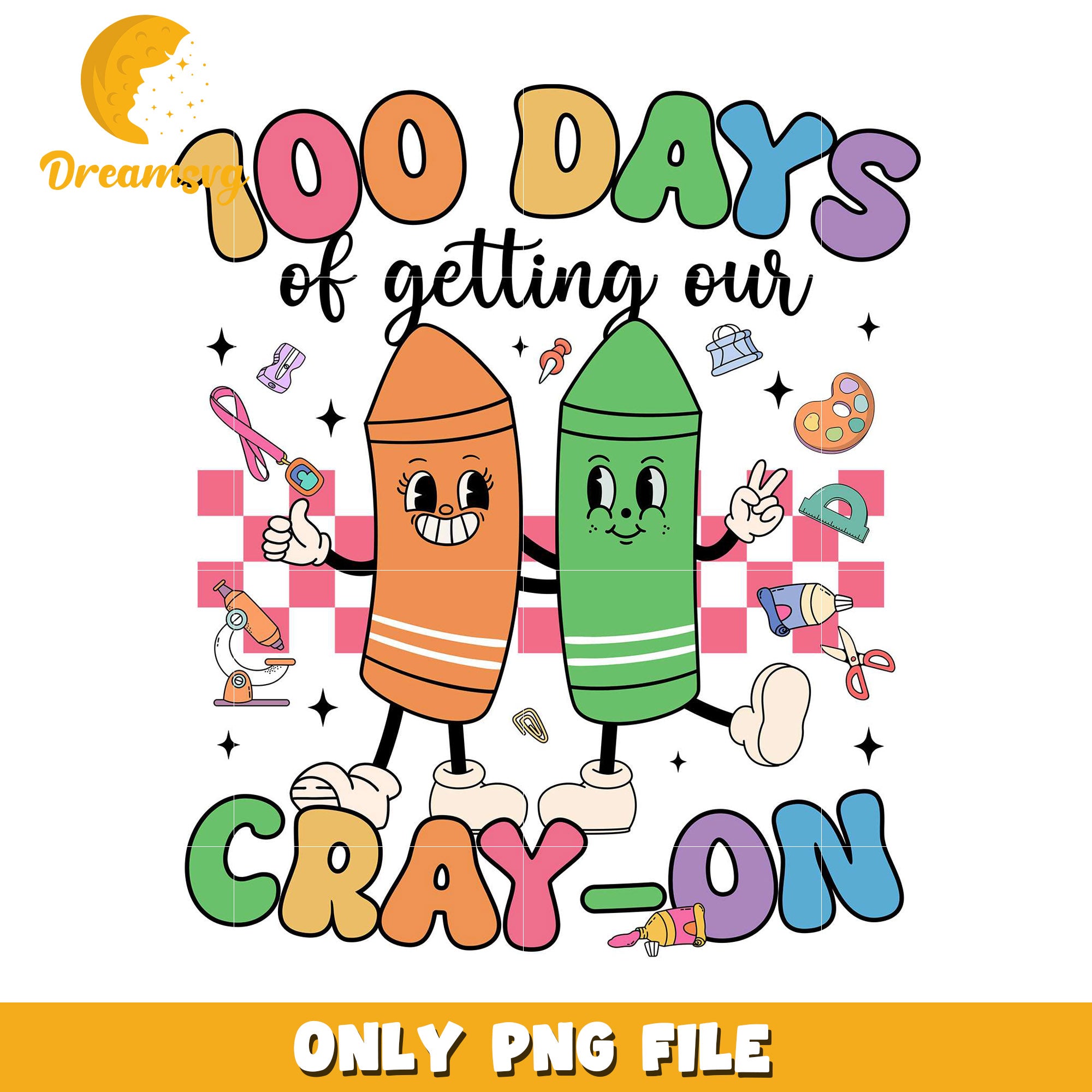 100 Days Crayon PNG School Design – DreamSVG Store