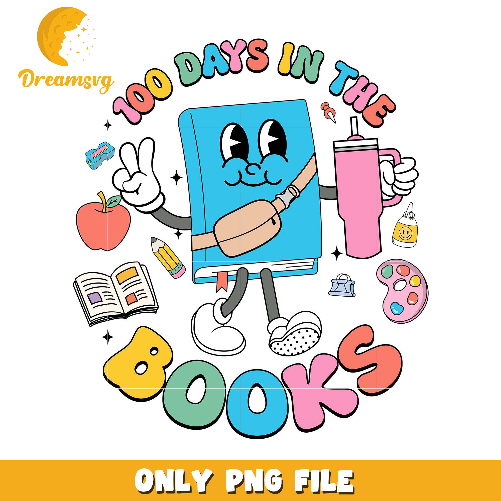 100 Days Of Books PNG Graphic – DreamSVG Store