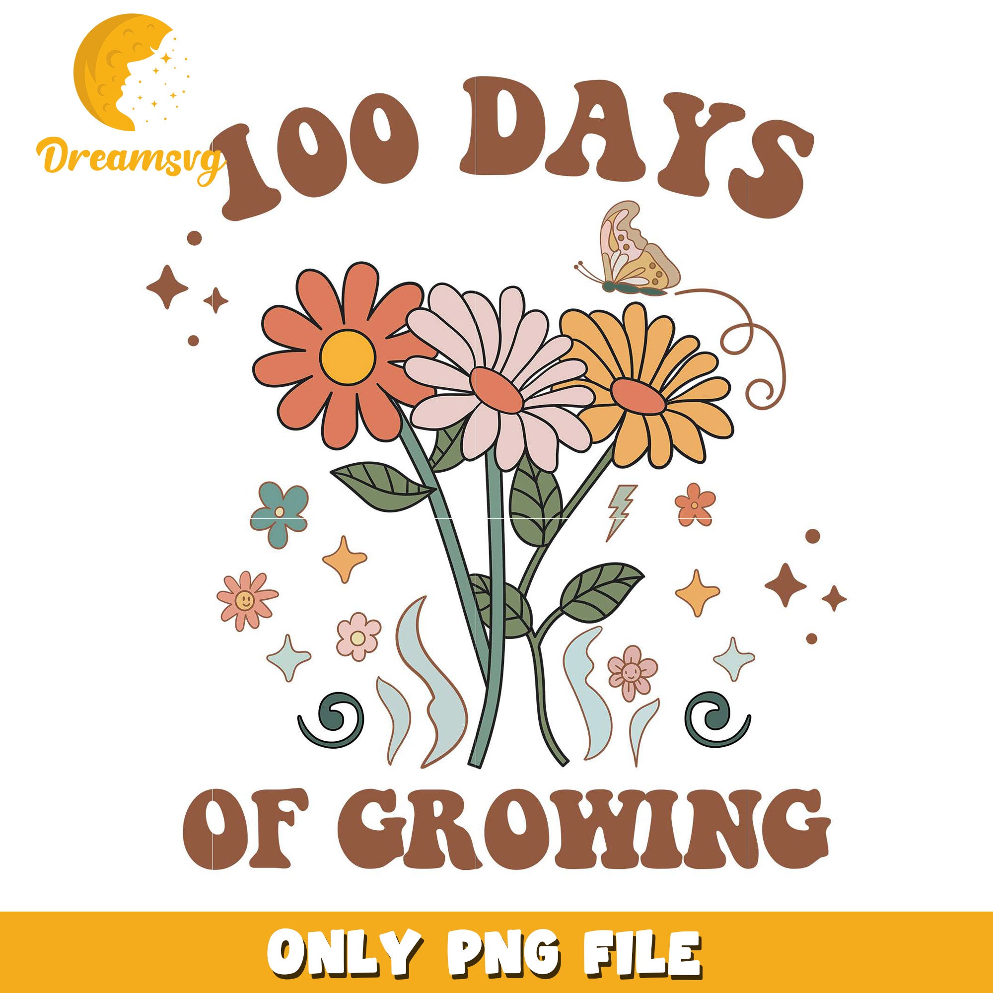 100 Days Of Growing PNG Flower Design – DreamSVG Store