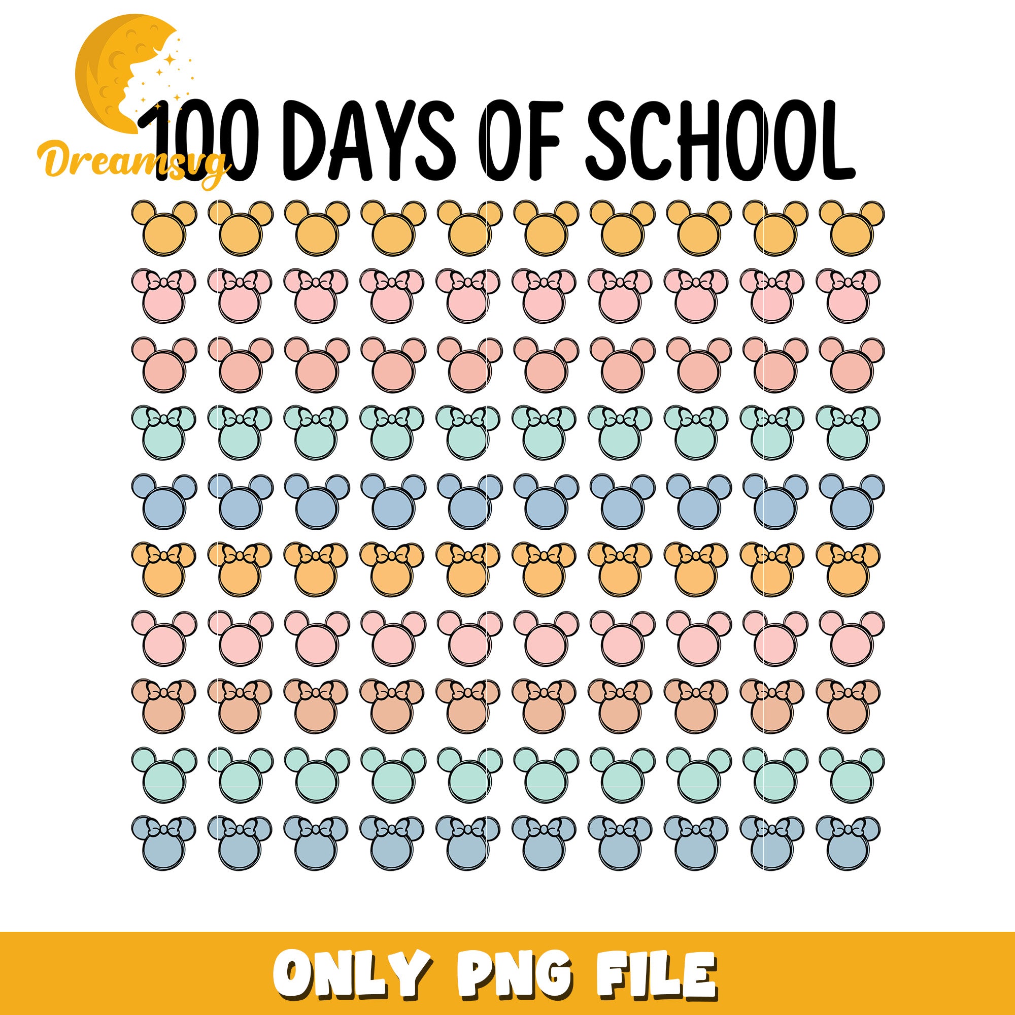 100 Days Of School Mouse PNG – DreamSVG Store