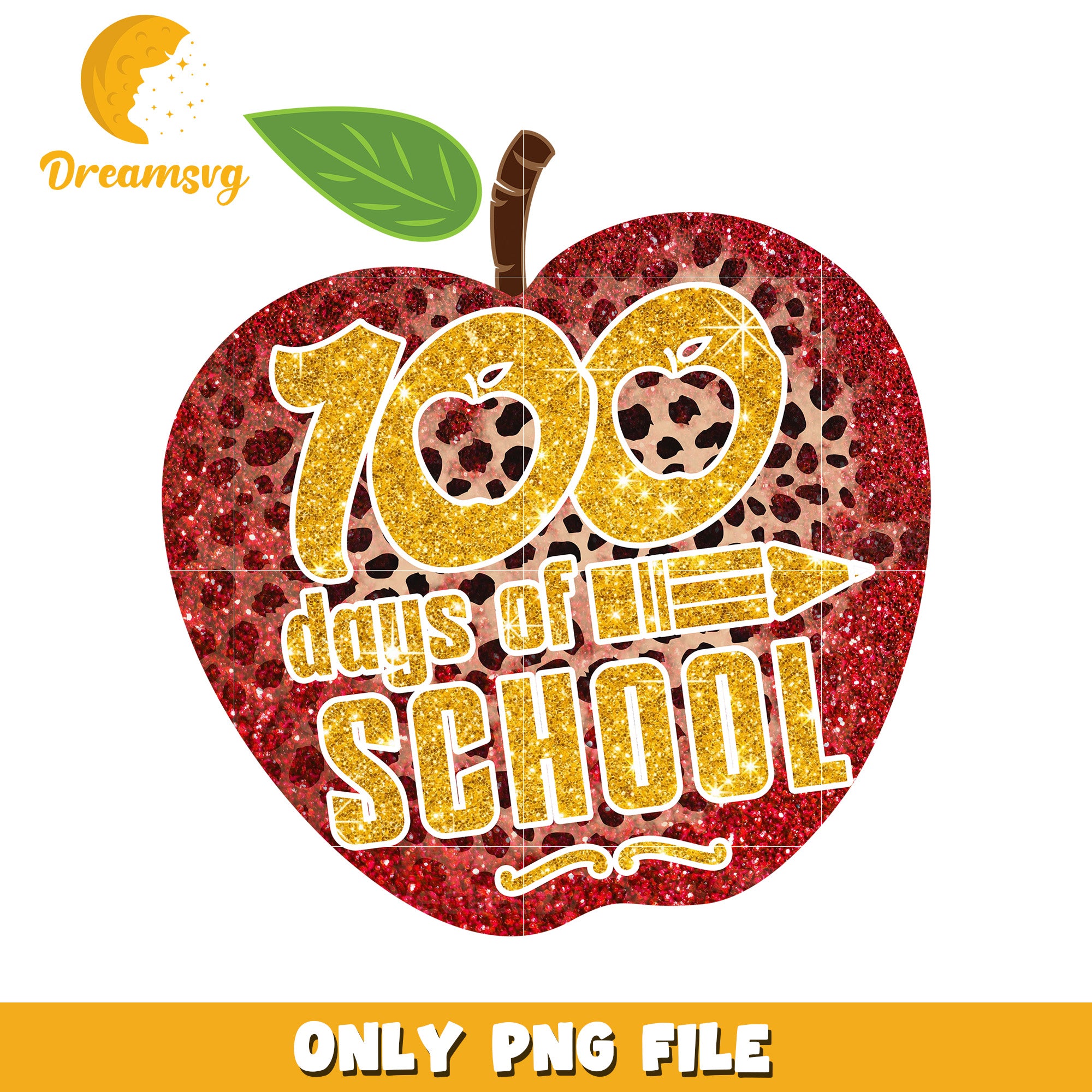 100 Days School Apple PNG – DreamSVG Store