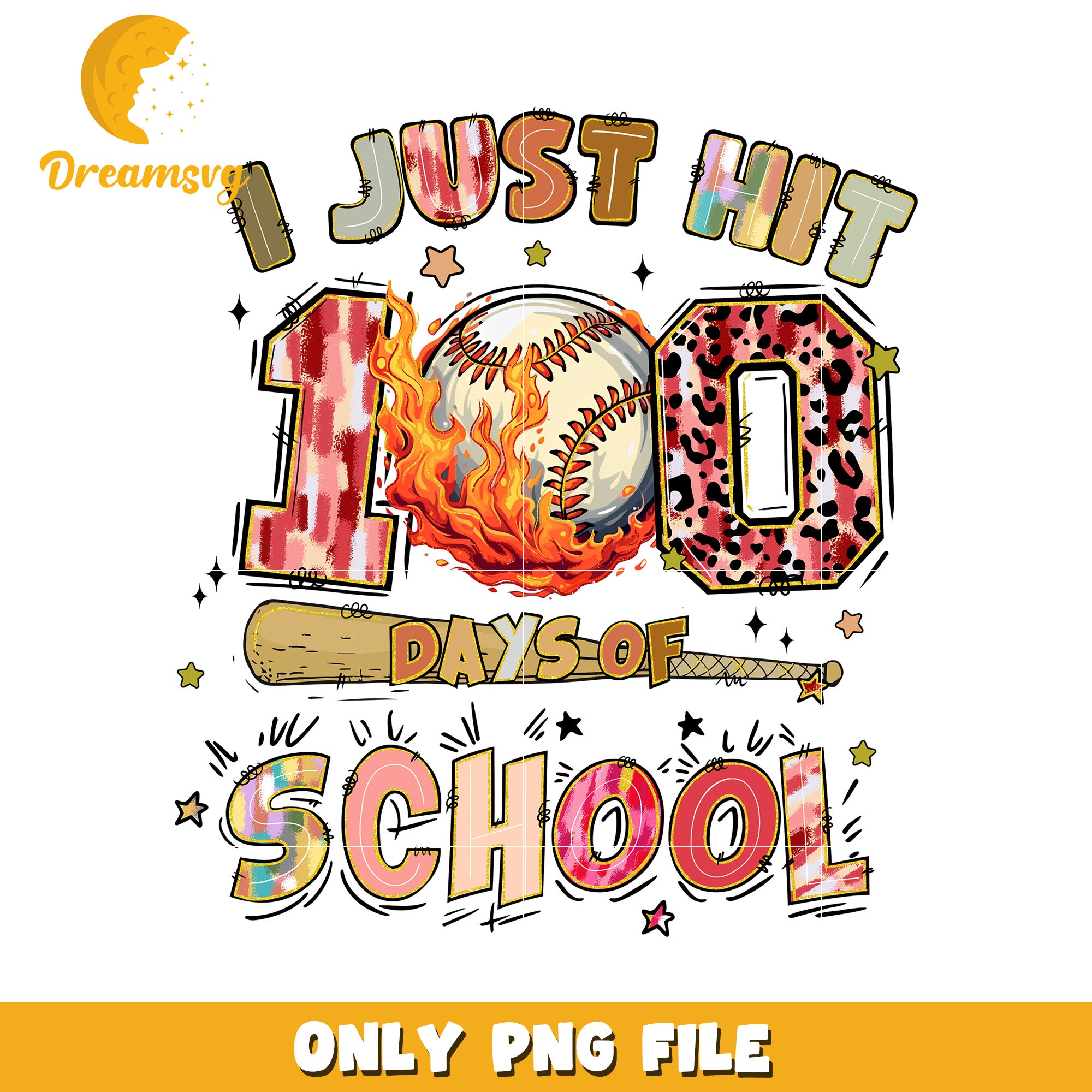 100 Days School Baseball PNG – DreamSVG Store